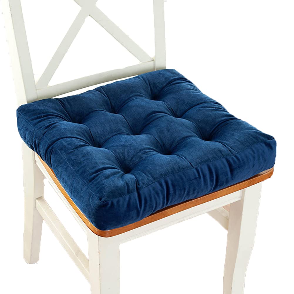 QinQin Store Soft Velvet Chair Pads for Dining Room Set of 2 Chair Cushions Thickened Tatami Floor Seat Cushion Tufted Square Chair Cushion Seat Pillows (L:50×50cm/19.7"×19.7", Royal Blue)