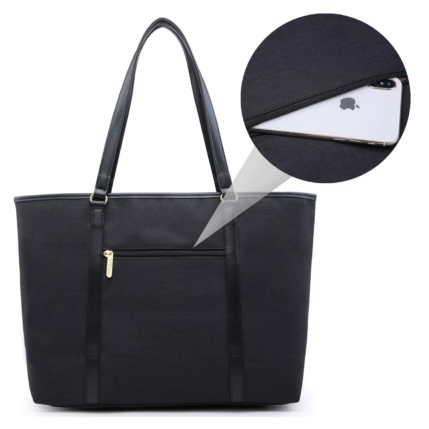 NNEE Water Resistance Light Weight Tote Bag Carrying Shoulder Bag Handbag - Black