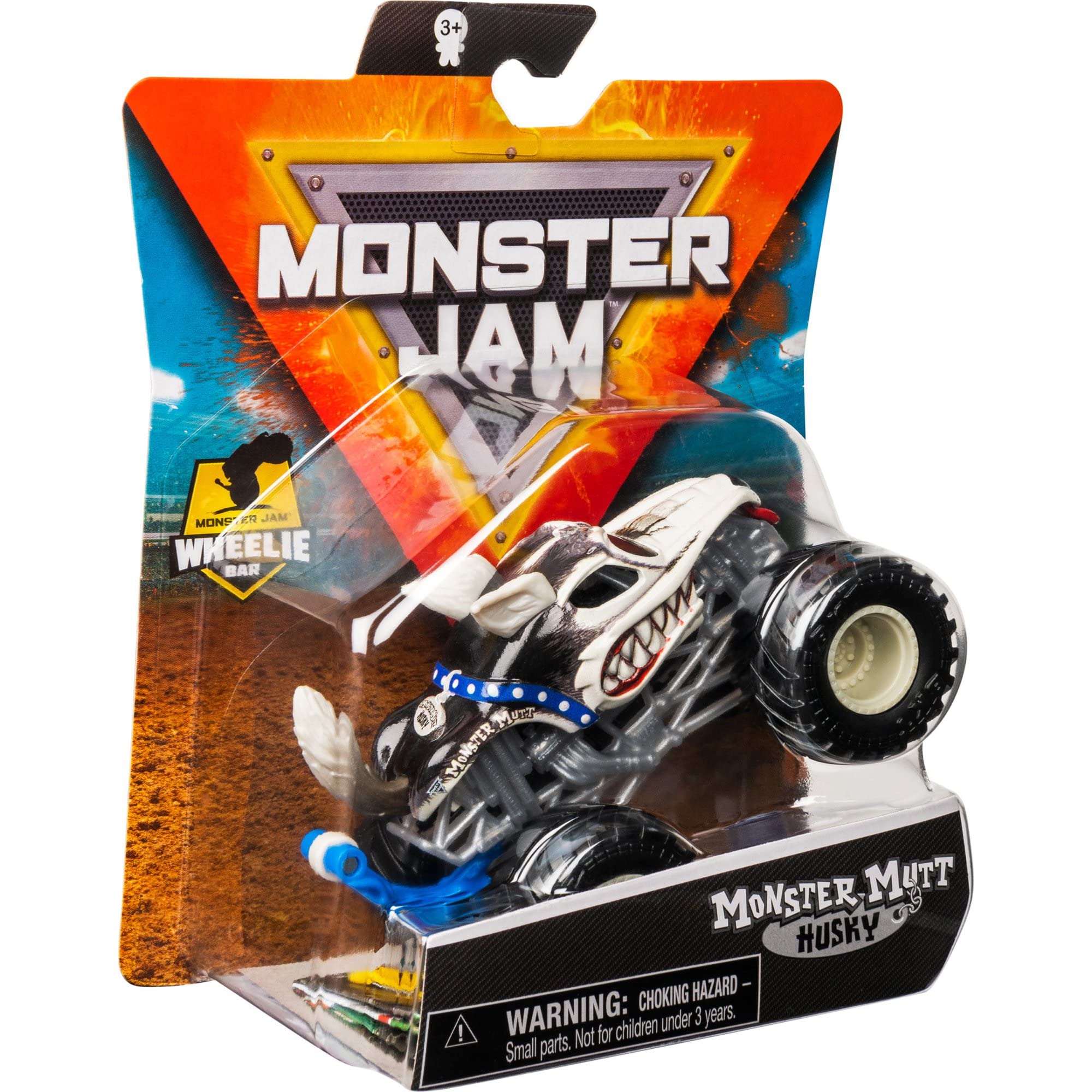 Monster Jam 2021 Spin Master 1:64 Diecast Monster Truck with Wheelie Bar: Ruff Crowd Monster Mutt Husky