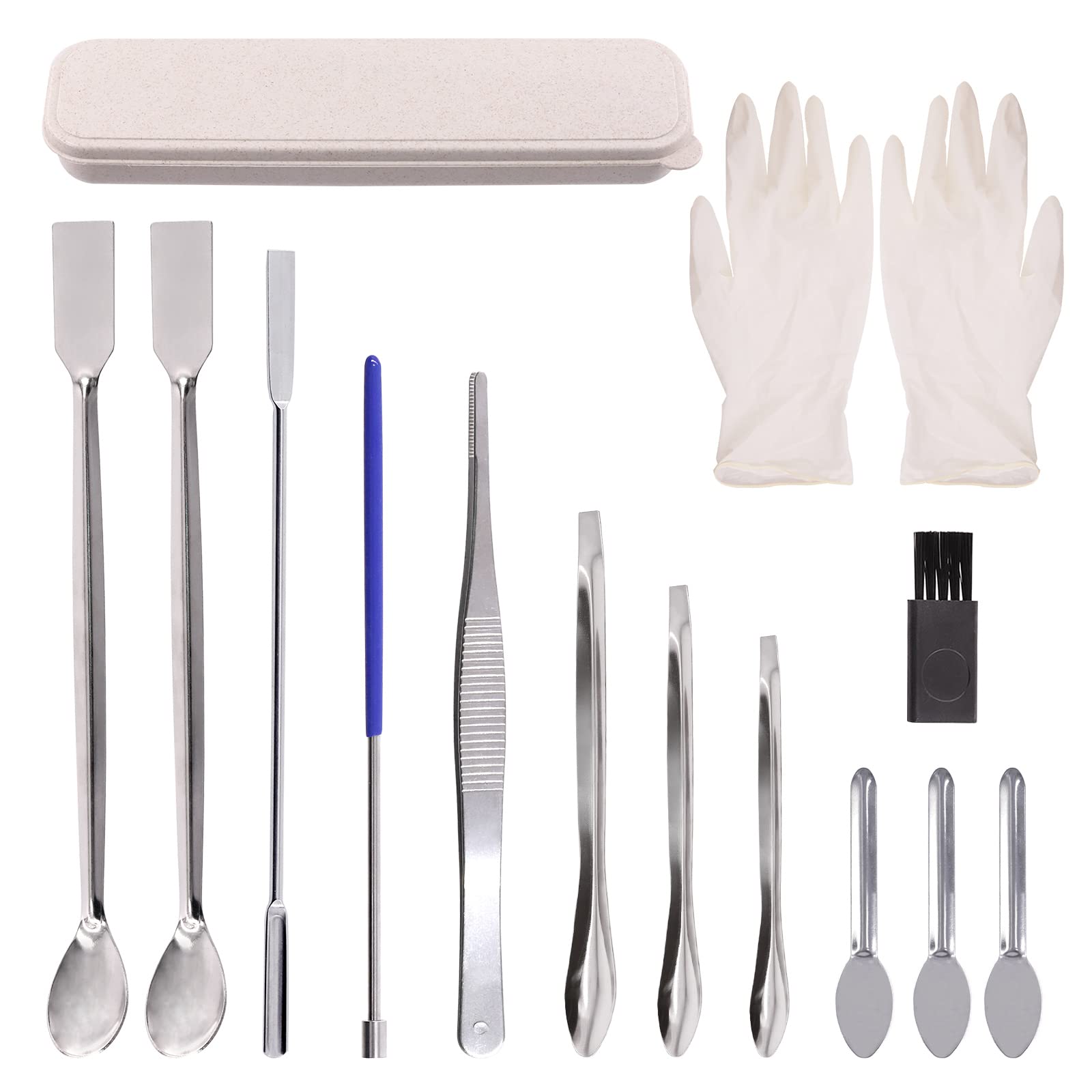 Swpeet 15Pcs Stainless Steel Capsule Filling Machine Kits for #000 00 0 1 2 3 Pill Filler, Micro Lab Scoop Spoon Lab Spatulas Lab Scoop Filling Tray Powder Tamper Tool Pill Filler Tamper Tool Spoon