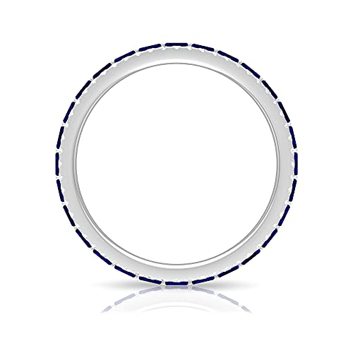 Rosec Jewels Certified Lab Grown Blue Sapphire Eternity Band Ring, Sapphire Diamond Band, Wedding Anniversary Ring, 14K White Gold, Size:US 10.50