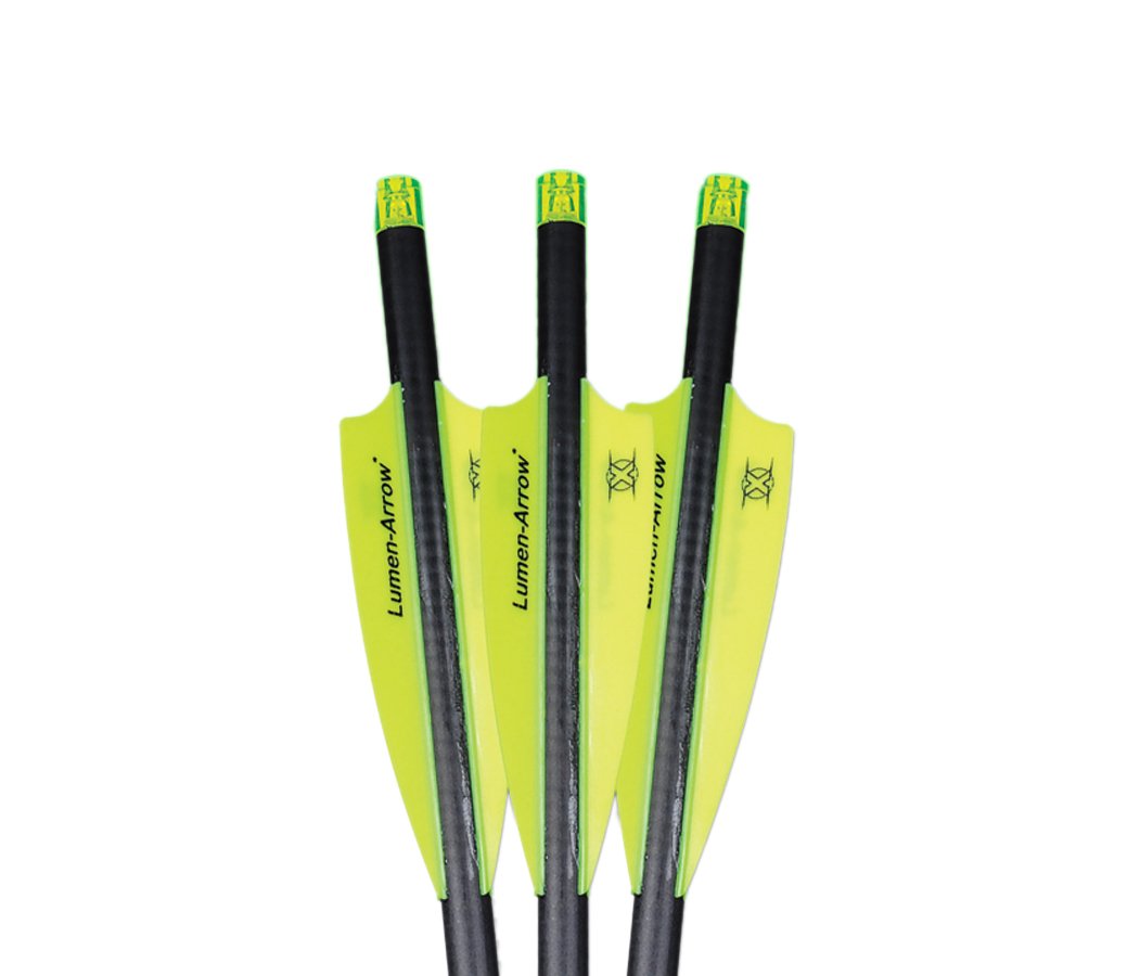 Lumenok Lumen-Arrow 20-Inch Carbon Bolts with Flat Bolt End (3-Pack), Green