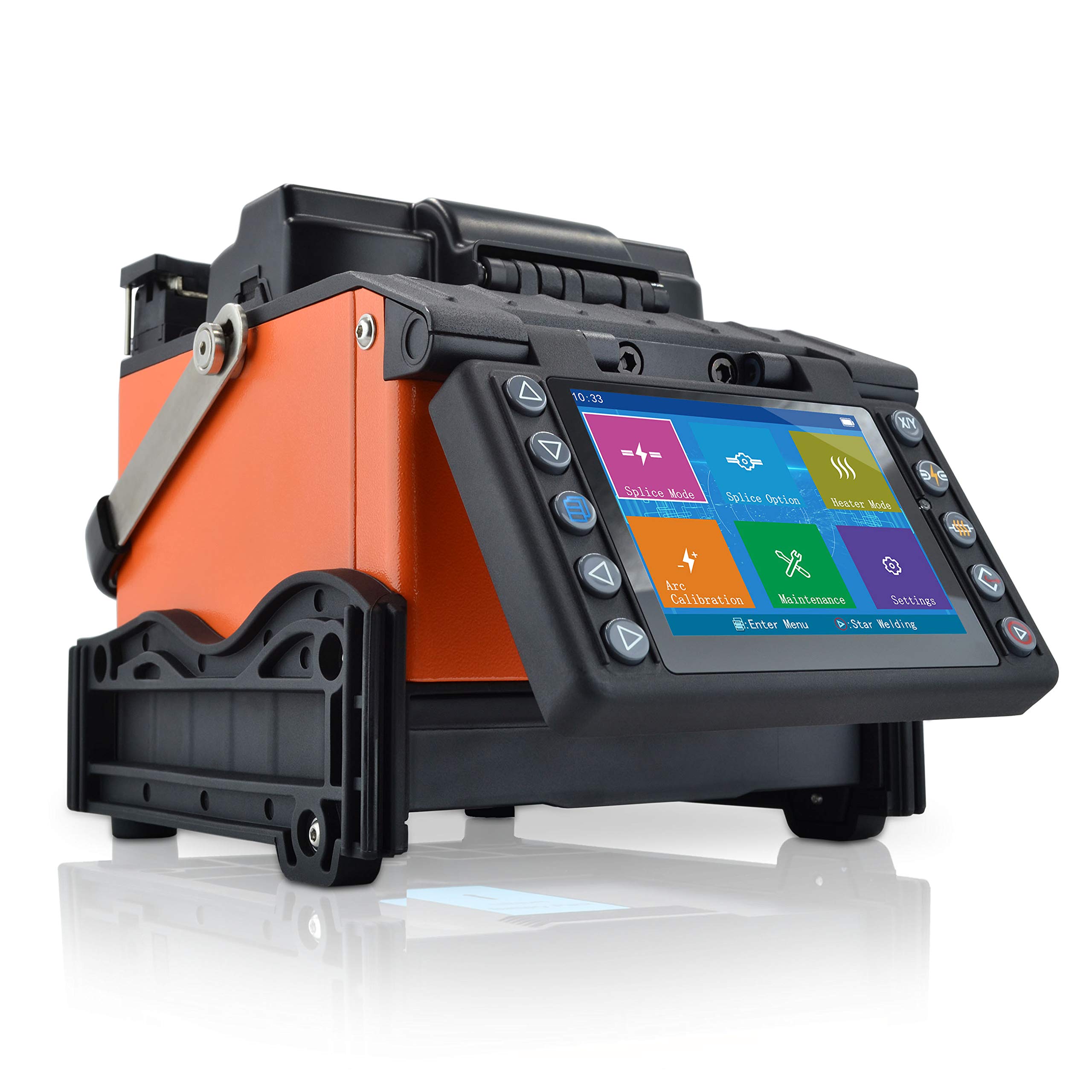 SKYSHL Fusion Splicer With 8PCS Electrodes Fiber Cleaver Tool Kit Automatic Focus SM MM DS NZDS Core Alignment Optical Fiber Splicing Welding Machine (SS413F-411)