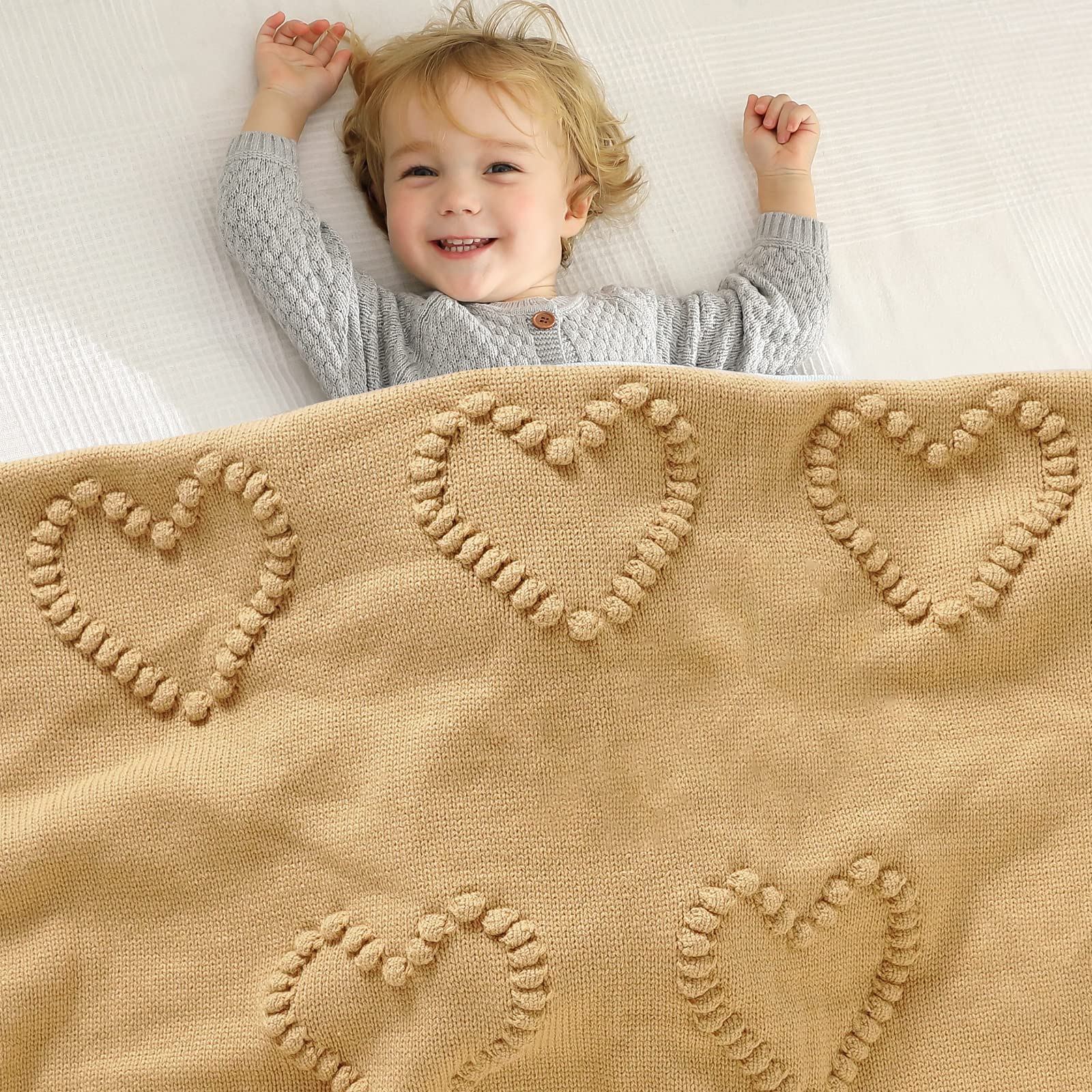 XIXIXIU Baby Knitting Blanket Newborn Soft and Breathable Light All Season Warm Solid Blanket