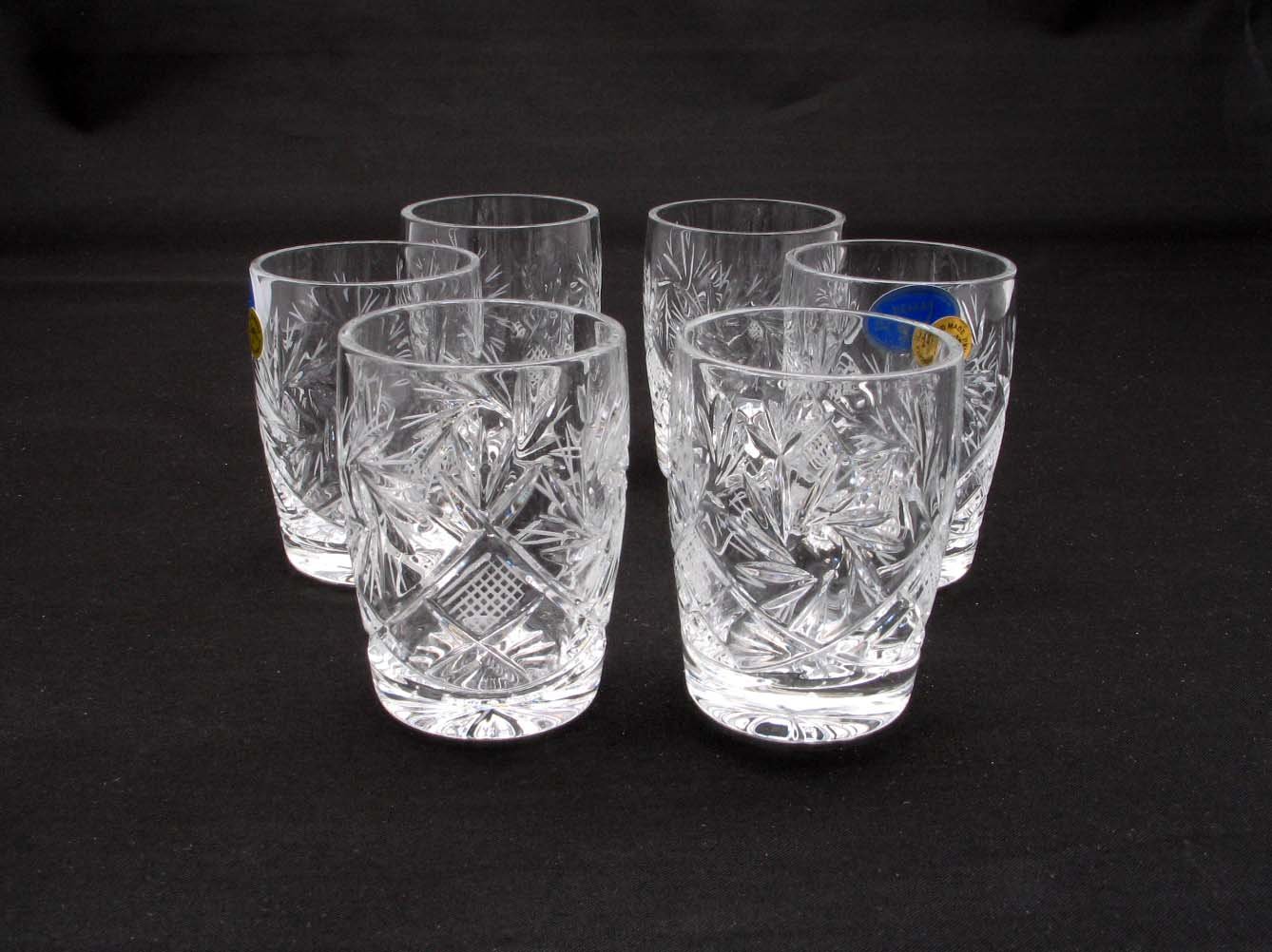 SET of 6 Russian CUT Crystal Shot Glasses 50ml Hand Made
