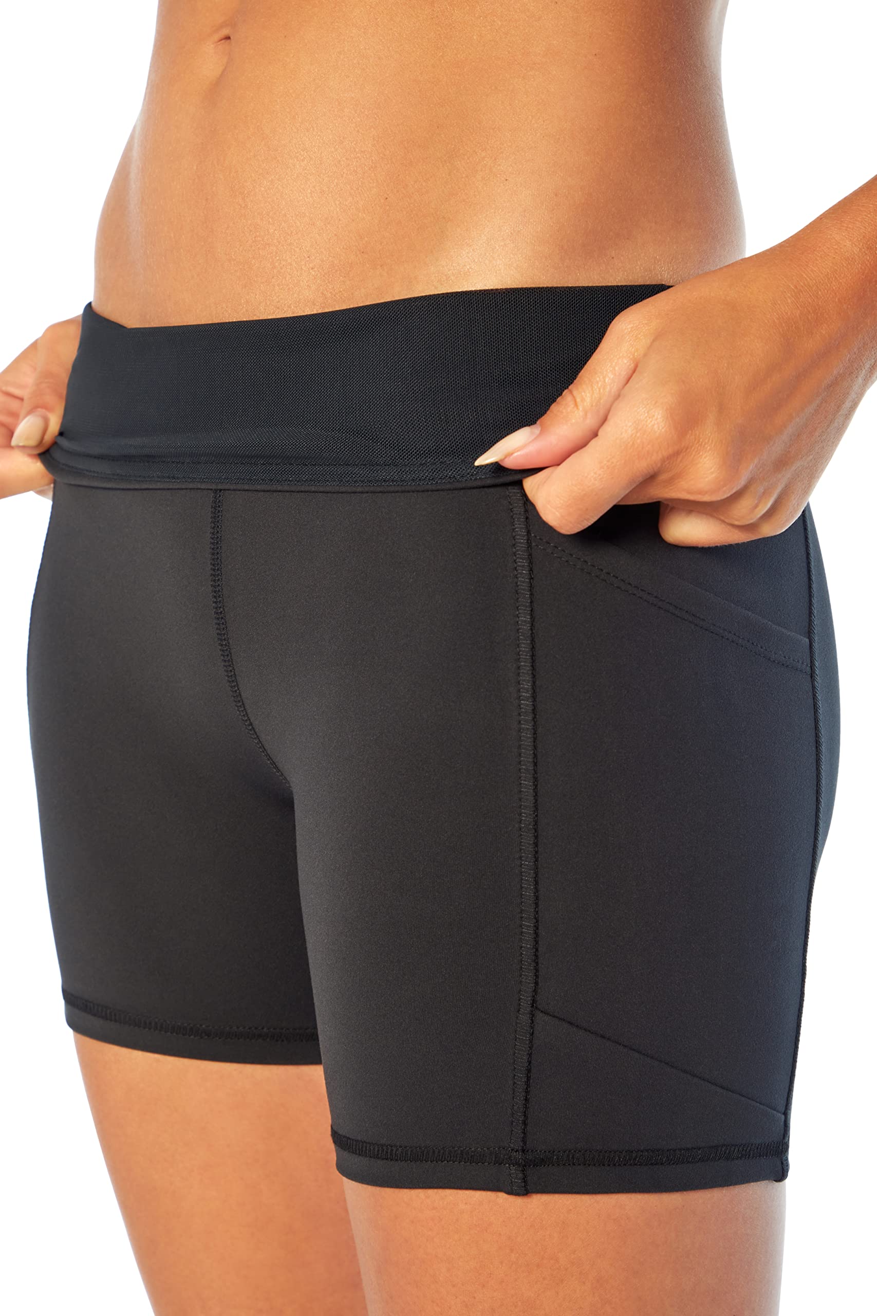 Marika Womens Linnette High Waist Tummy Control Short, Black, Large US