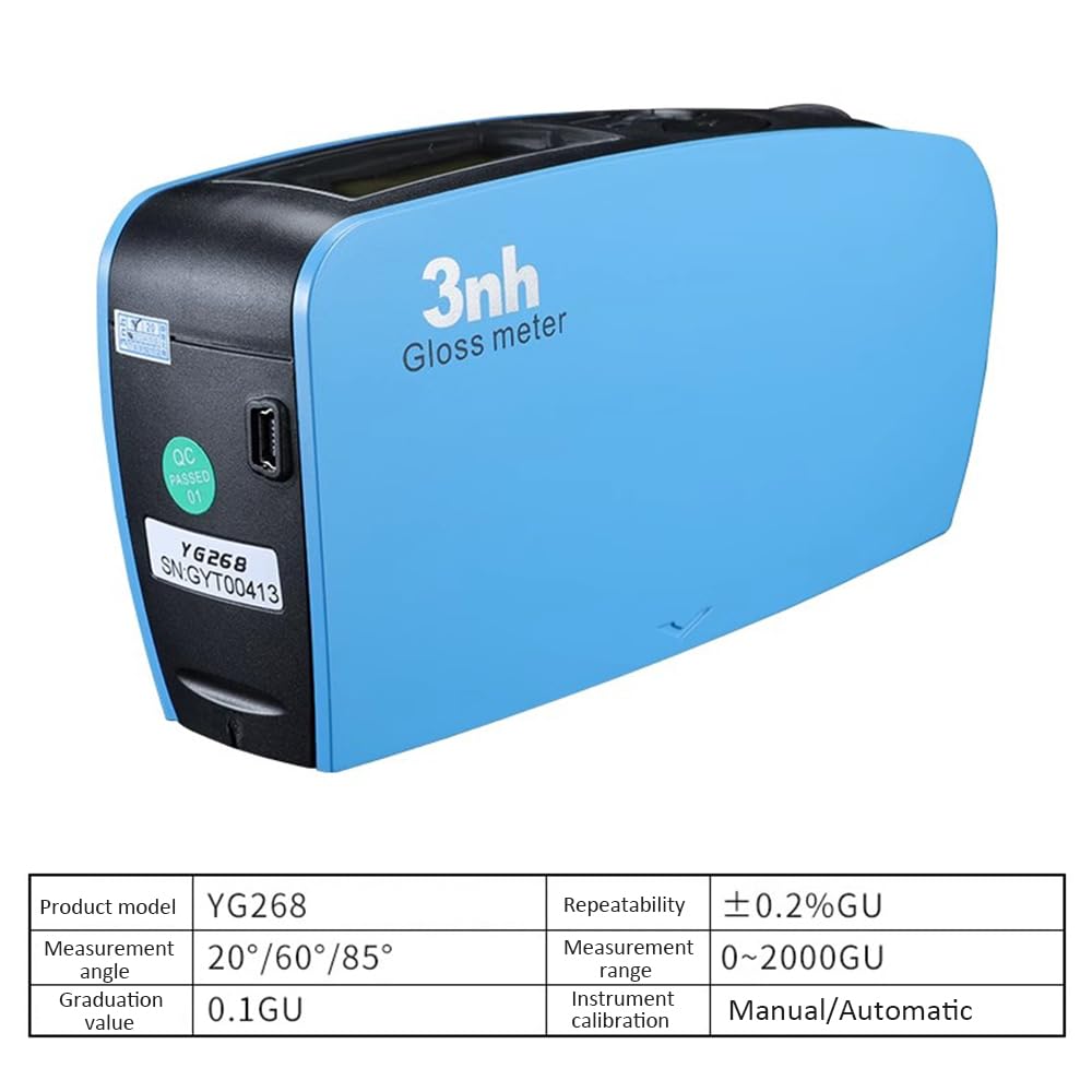 ZCBYBT Meter Glossmeter 20 60 85 Degree Gloss with 350000 Data Storage PC Software Paints Coating Tester