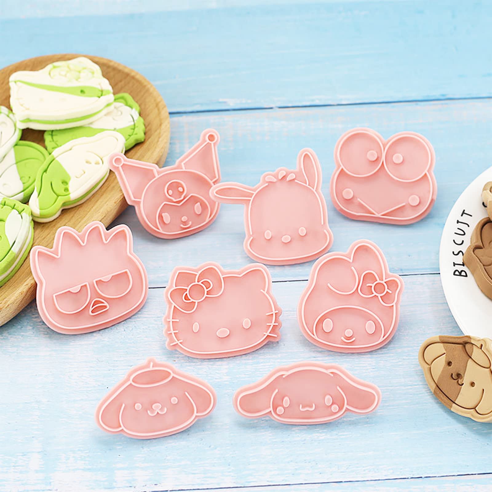 ROFOLO 8 Piece Mini Cartoon Cookie Cutters for Baking, 3d Raised Design Gingerbread Cookie Stamps, Suitable for Frosting Decoration, Mini Pie Molds, Apple Pie Pastry Biscuit Cutter