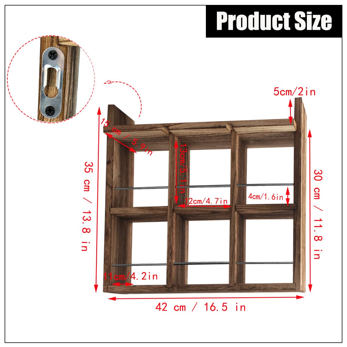 YIYUESHIJIU Coffee Mug Display Rack,Wooden Mug Cup Holder Shadow Box Shelf Wall Mounted cup shelf Mug Display And Organizer With Dustproof top plate (Carbonized)