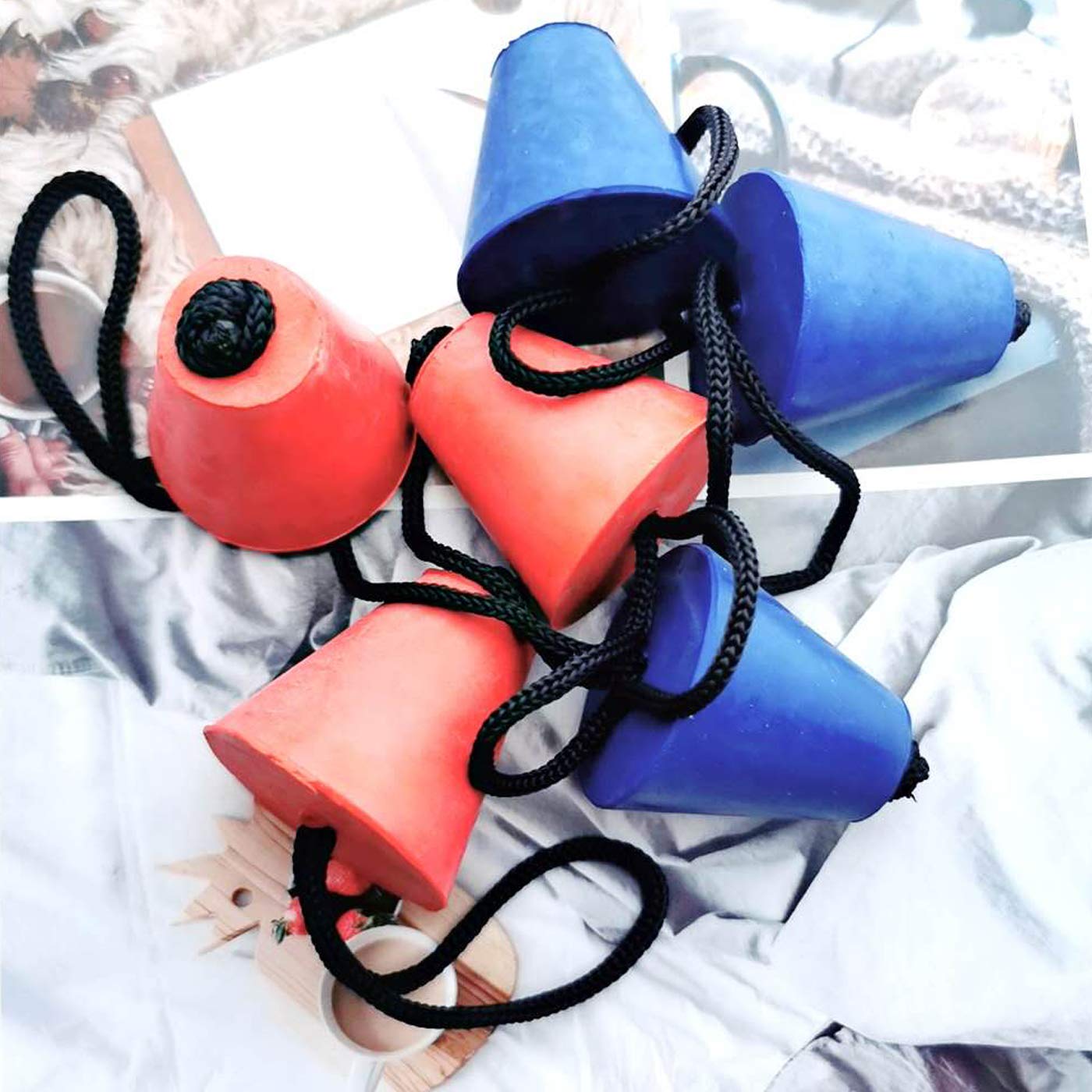 Markeny 6 Pack Universal Kayak Scupper Plug Kit Kayak Canoe Drain Holes Stopper Kayak Accessories, Blue+Red