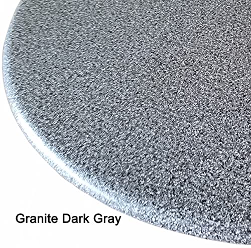 Table Cloth Round 36" to 48" Elastic Edge Fitted Vinyl Table Cover Polished Granite Dark Gray