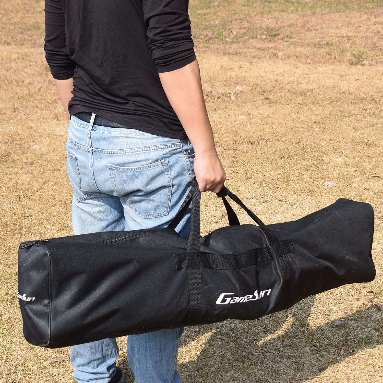Portable Volleyball Net Set System-Portable Volleyball Set for Backyard with Professional Volleyball Net, Wrap Yarn Volleyball and Pump, Boundary Line, Carry Bag