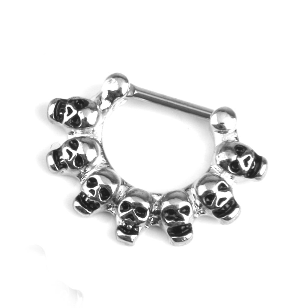 LoveinDIY Silver Stainless Steel 16g /1.2mm Skull Septum Nose