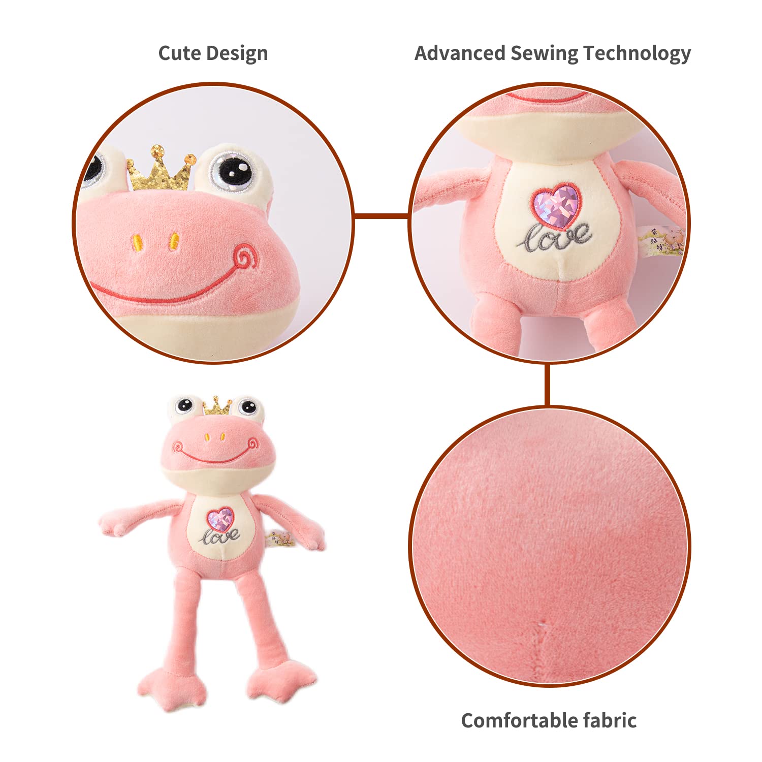 TOLTRGT Frog Stuffed Animal Plush, 2 PCS 13.8 Inch Adorable Soft Smiling Face Frog Plush Toy