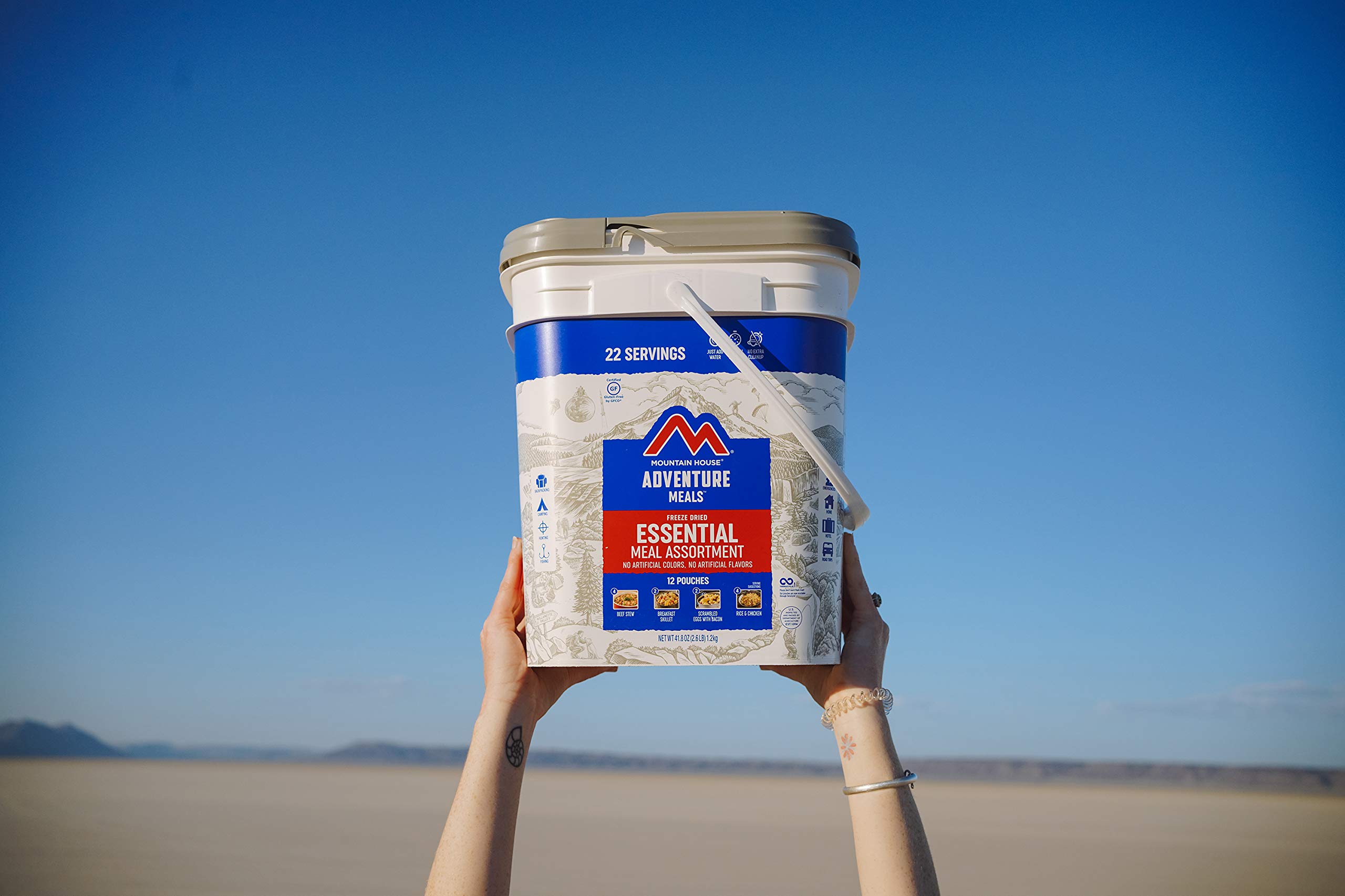 Mountain House Essential Bucket | Freeze Dried Backpacking & Camping Food | 22 Servings | Gluten-Free