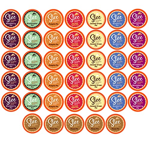 Slice Coffee Flavored Coffee, Variety Pack for Keurig K Cup Brewers, 40 Count, Pie Flavors (Blackberry, Grasshopper, Pecan, Coconut Cream, Razzleberry)
