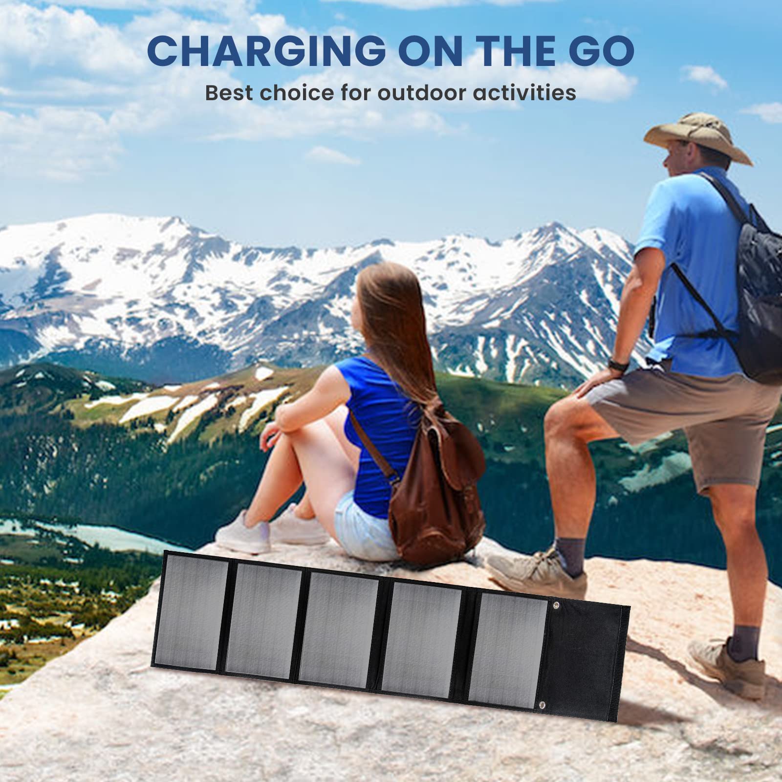 Solar Panel, HAMOPY 40W Portable Solar Panel Charger with Dual USB (5V/4A Overall) & DC (18V1.6A), IPX4 Waterproof Solar Charger for Camping, Compatible with iPhone 14/13/12/11/Xs,iPad,Samsung Galaxy