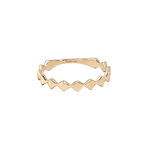 Norm Jewels 14k Solid Gold Angel Ring | Eternity Wedding Band Women | Minimalist Stacking Ring | Geometric Gold Band | Stackable Ring (Yellow Gold, 8)