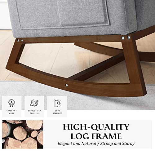 Paddie Rocking Chair Nursery Glider Rocker Chair Tall Back Upholstered Accent Armchair for Living Room Bedroom Office