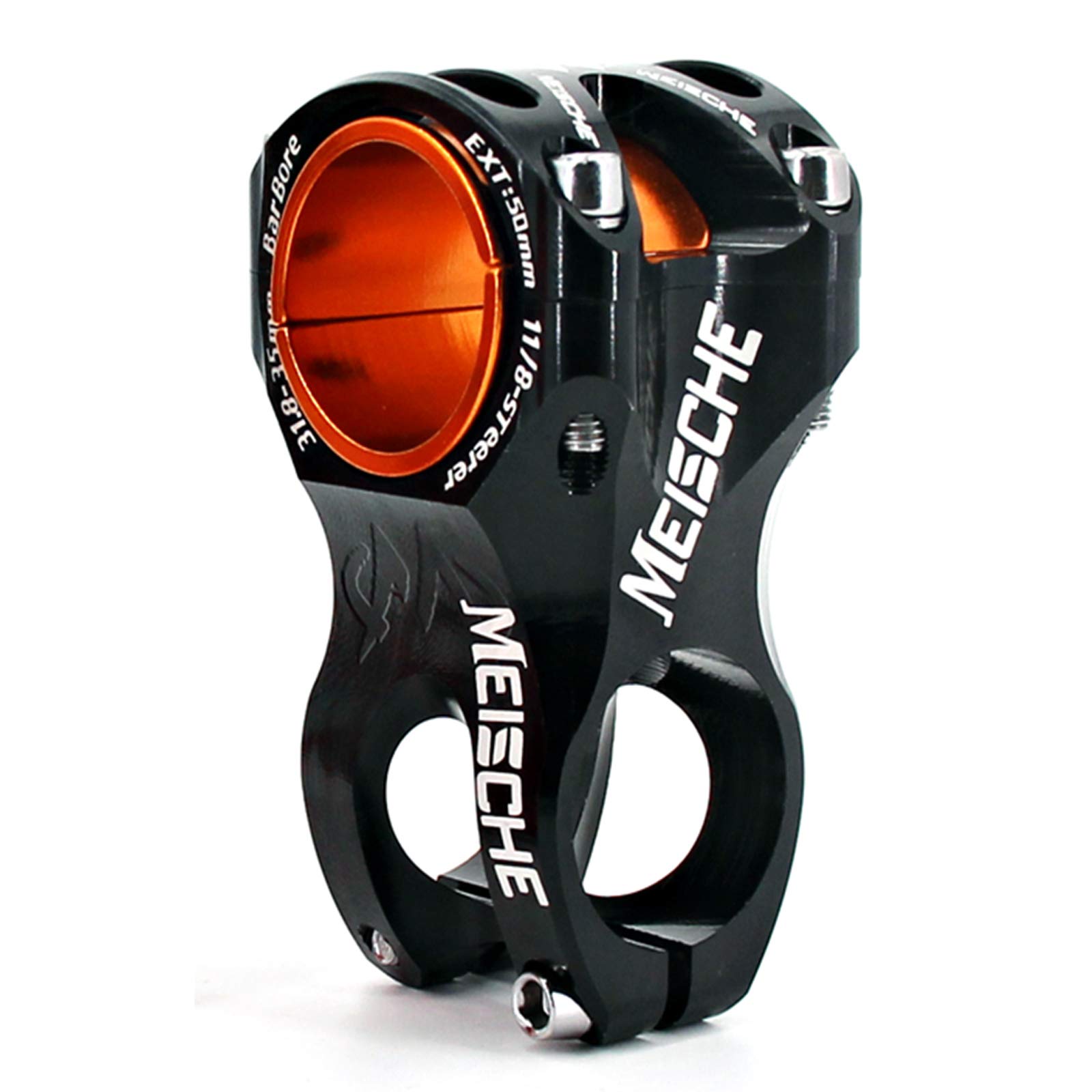 MEISCHE Upgraded 50mm Stem Mountain Bike, CNC MTB Short Stem Black 31.8 or 35mm Bars Riser, 3D Forged Enduro MTB Bar Clamp