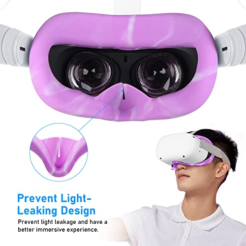 Relohas Accessories for Oculus Quest 2, VR Accessory Set for Meta Quest 2, Include Controller Grip Leather Cover, VR Shell Cover, Face Cover, The Best Gifts for Christmas and Halloween(Pink)
