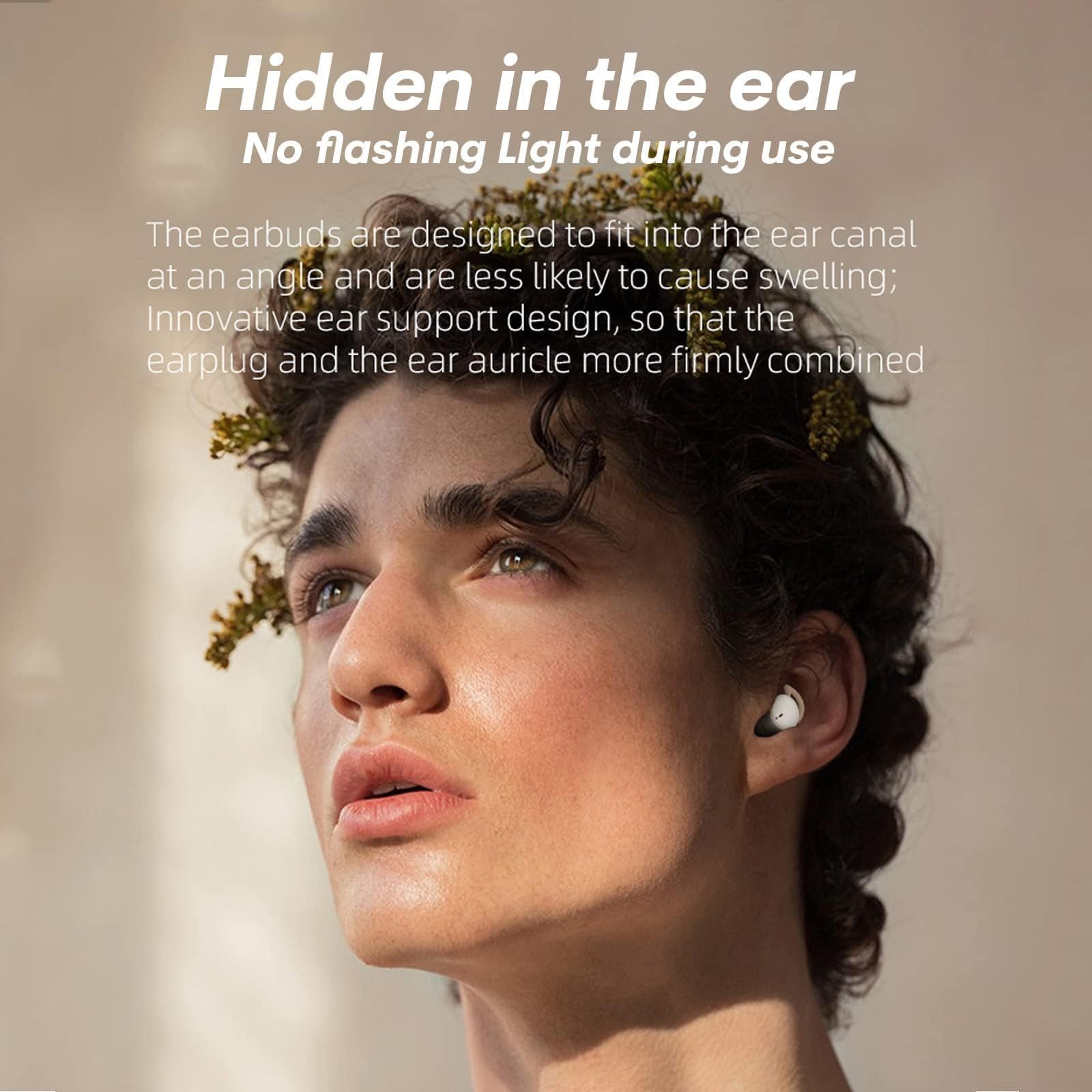 Xmenha Invisible Sleep Earbuds Wireless Smallest Tiny Small Mini Discreet Earbud Noise Cancelling Sleep Ear Buds for Sleeping Earphones Bluetooth 5.3 Comfort Hidden Headphones for Side Sleepers, Work