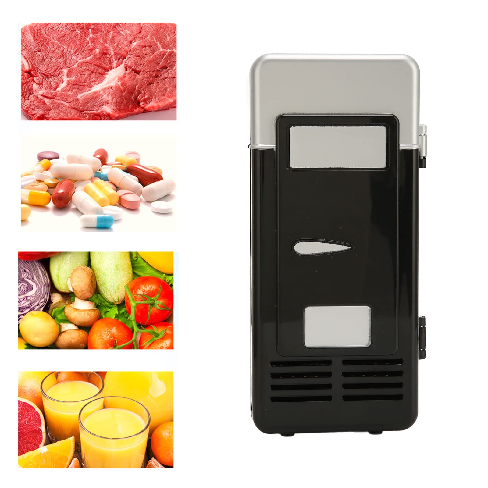 PUSOKEI Car Fridge, Isolated Cooling, Mini Fridge with Cooling and Heating Function, USB Powered, Energy Saving Semiconductor, Low Decibel, for Cosmetics Beverages(Black)