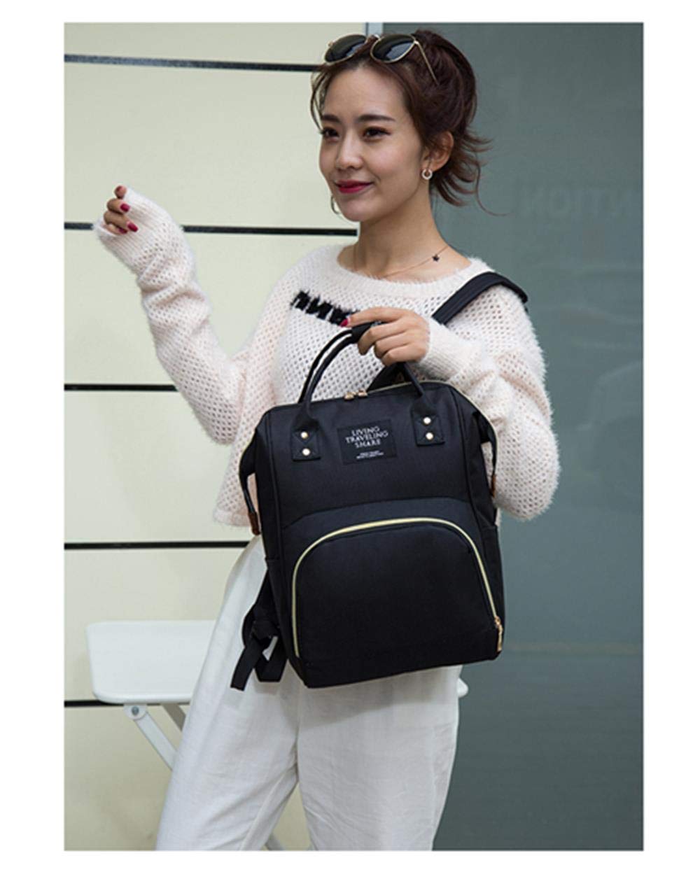 MLBCARE baby bag back pack large-capacity multi-functional fashionable shoulders diaper backpack mother's portable baby care bag Separate storage (black)