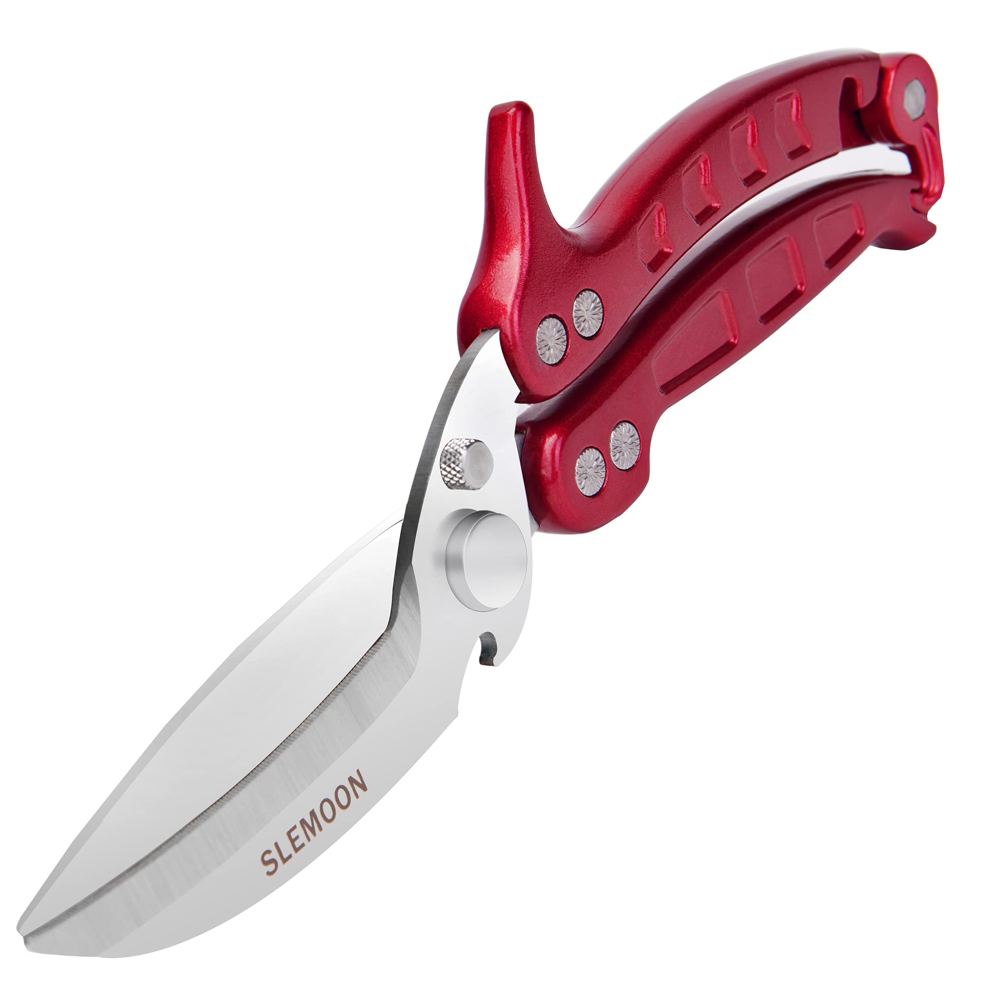 SLEMOON Kitchen Shears Heavy Duty Poultry Shears Meat Cutting Dishwasher Safe and Stainless Food Kitchen Scissors for Chicken Turkey Thanksgiving,Burgundy