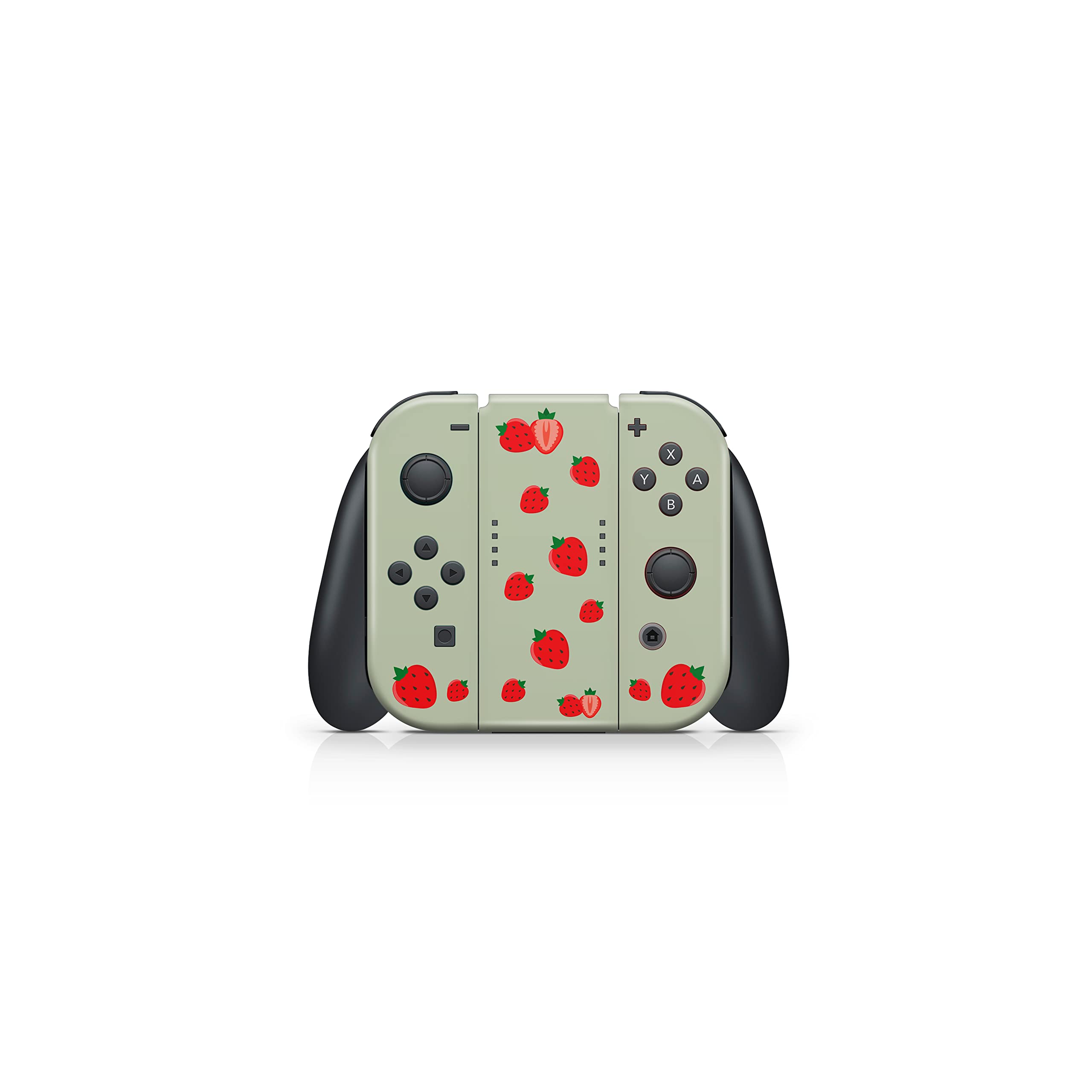 Tacky Design Cute Strawberry Skin Compatible with Nintendo Switch Skin Wrap Cover, Green Skin for Nintendo Switch Stickers, Premium Vinyl 3M Full Wrap Decal.