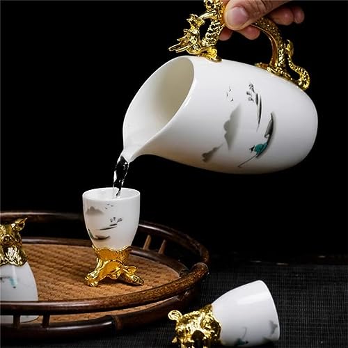 MMLLZEL Gift Box Set Ceramic White Wine Cup Wine Distributor Zodiac Wine Cup Home Gifts
