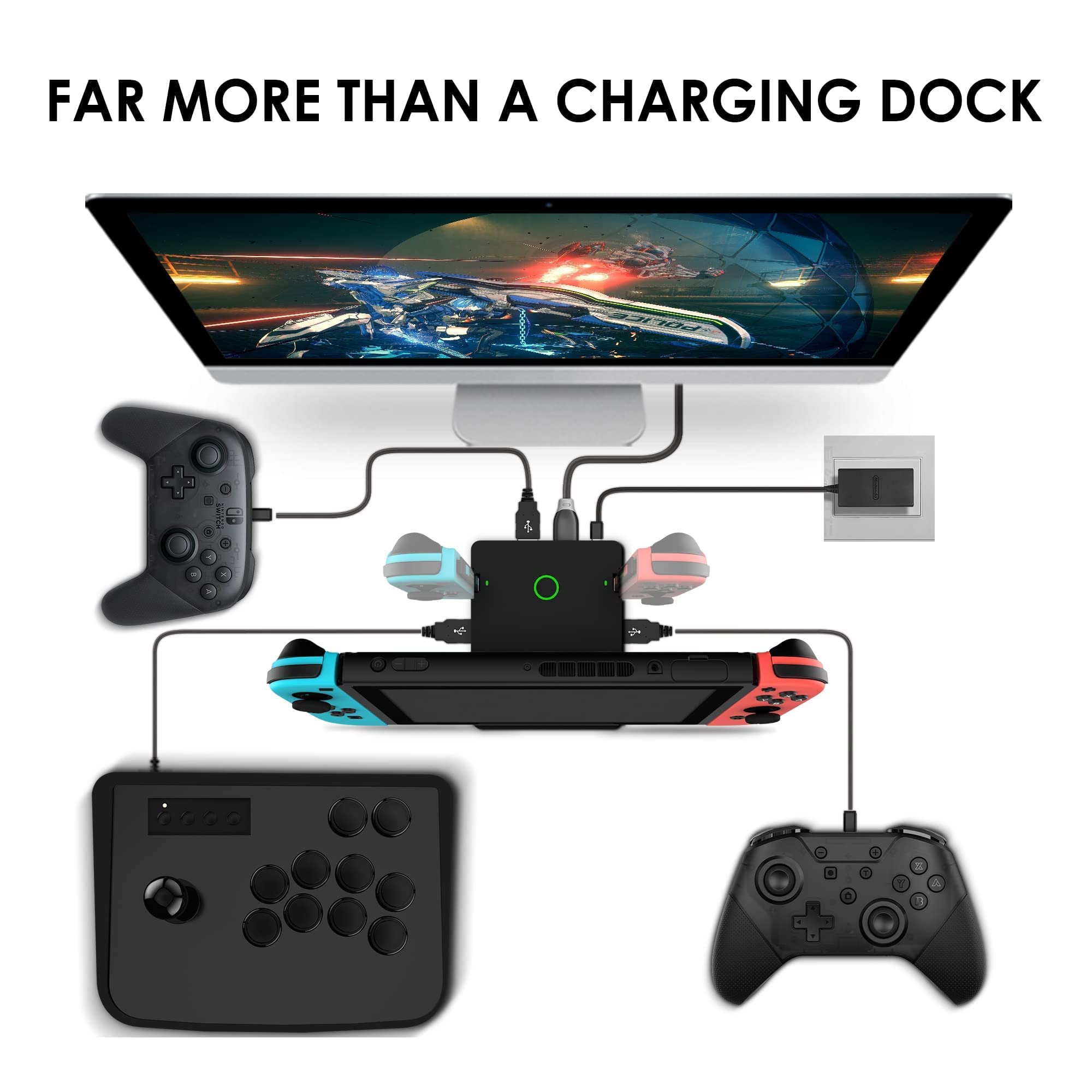 MOIPO Switch TV Dock, Multifunctional Switch TV Docking Station for TV, Built-in Joycon Charger with 4K HDMI Output