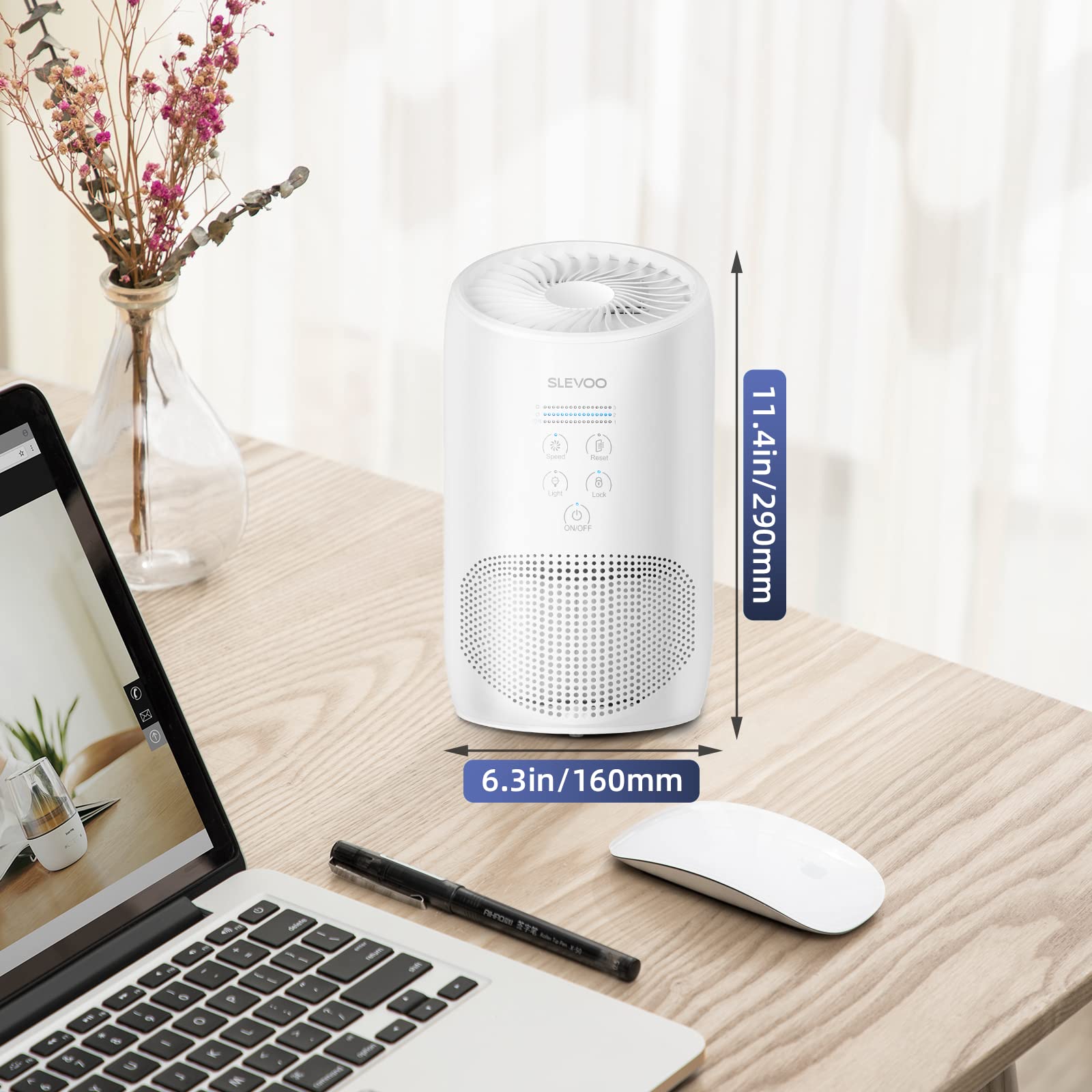 Slevoo BS-03 Air Purifier Filter Replacement - 2 Pack, Come with BS-03 HEPA Air Purifiers-2 Pack
