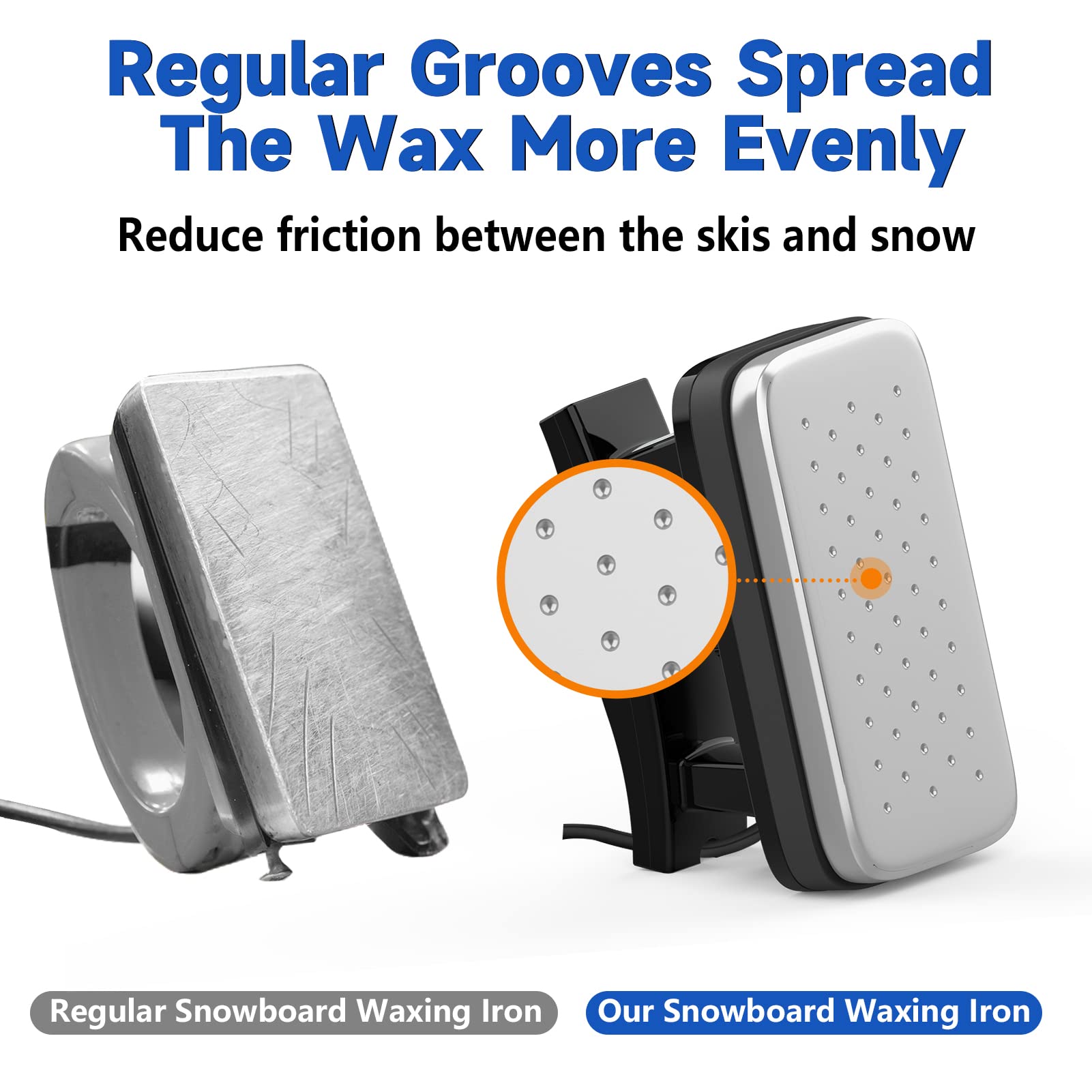 Skifavs Ski Wax Iron - Snowboard Waxing Iron 110V 800W with 12mm Base Plate and Tuned Tuning Thermostat High Adjustable Temperature Control Accuracy for All Waxes - Black