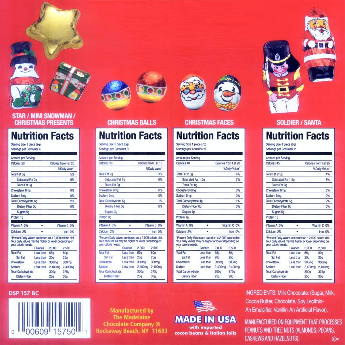 Madelaine Solid Premium Milk Chocolate Santa's Workshop Countdown Christmas Advent Calendar Filled With 24 Solid Premium Milk Chocolates, 6oz