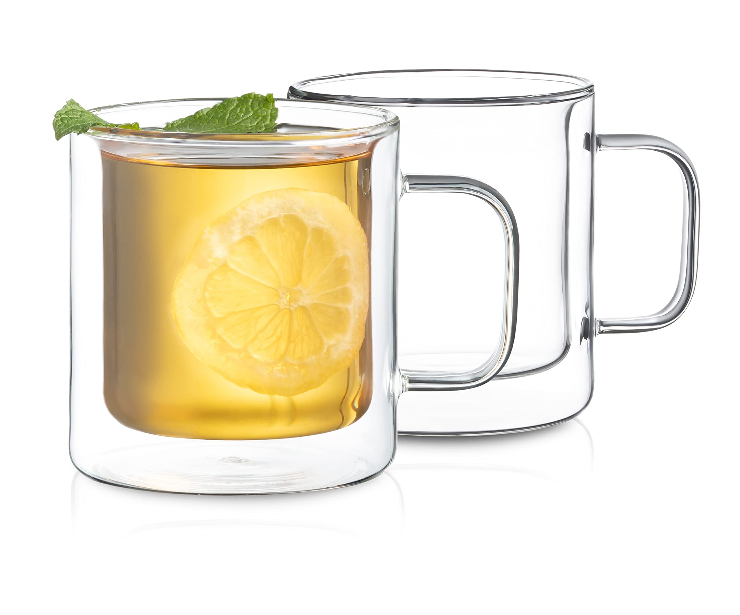 Red Rocks Double Wall Glass Coffee Mugs – Set of Two Hot-Drink Friendly Tea Cup Set – 12 Oz Capacity Clear Borosilicate Glass – Insulated Coffee Mugs With Handle