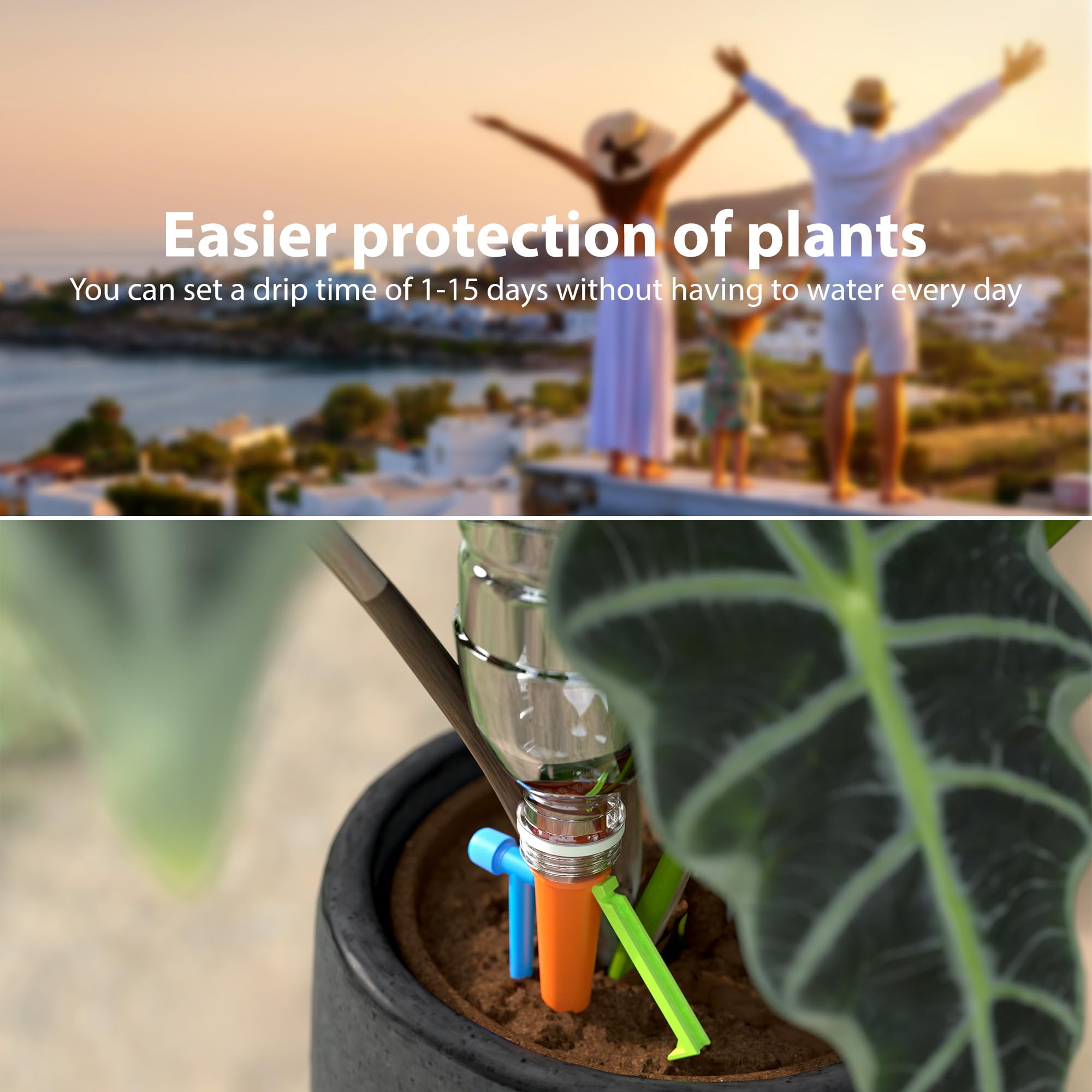 XpenGeny 【New】Plant Self Watering Spikes Devices, Automatic Plant Drip Irrigation System with Slow Release Control Valve Switch,Adjustable Plants Waterer Devices (12, Yellow + Green)