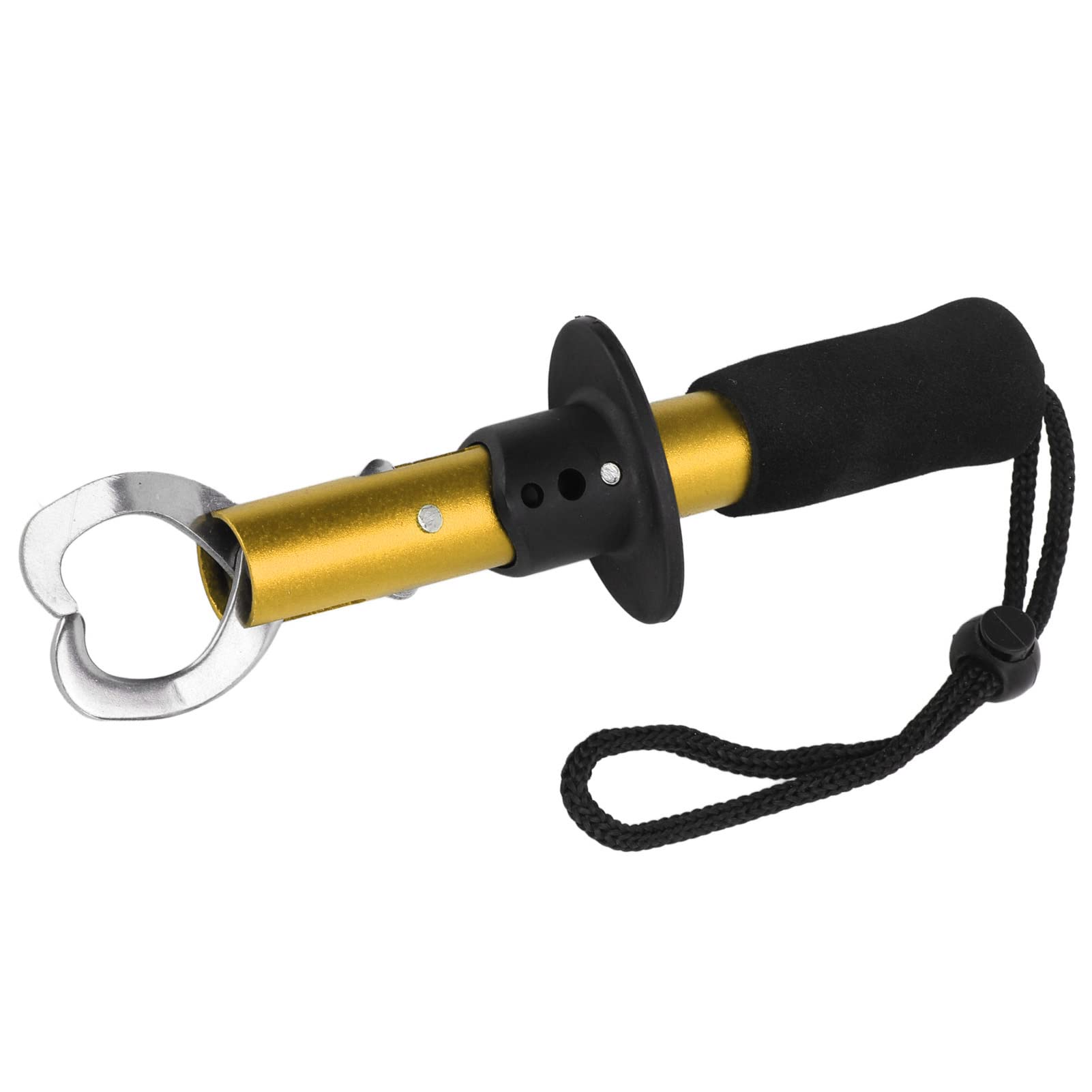 Stainless Steel Fishing Gripper Two Sided Trigger Tool,Fish Lip Grabber with Wrist Strap Fishing Gear Accessories (Gold)