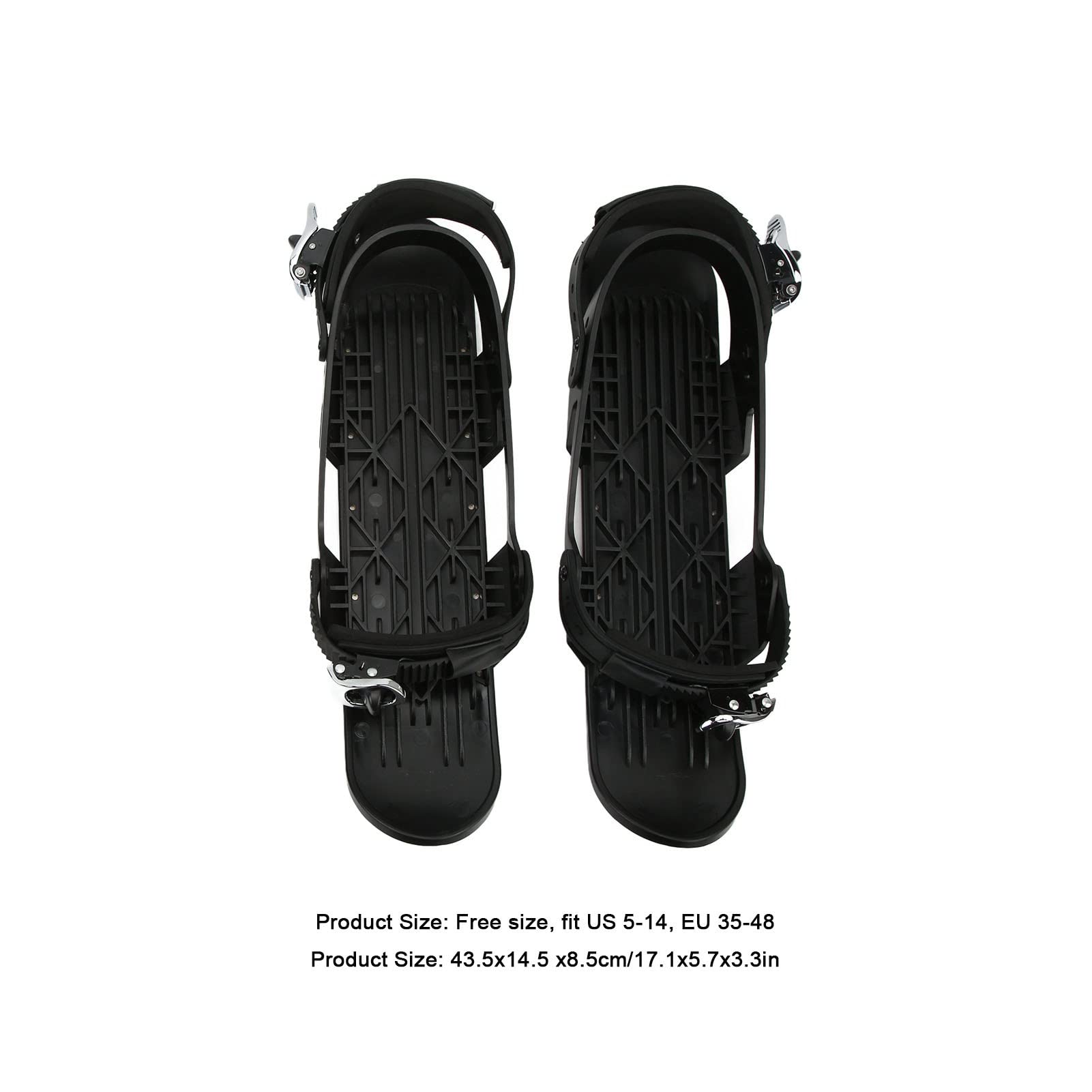 Ski Shoes, Snow Skates Ski Skates Mini Skis Snow Skate ABS Black Free Size Adjustable Binding Outdoor Mini Snowboard Ski Boots for Forest Trails