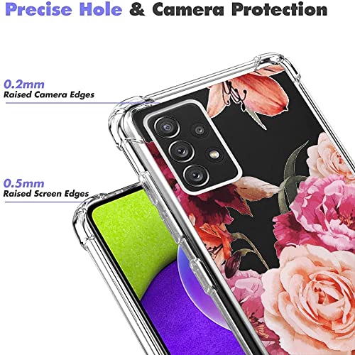 YJROP (3-Pack) for Samsung Galaxy A53 5G Case, Soft Clear TPU [Scratch-Resistant] Drop Silicone Bumper Protection Shockproof Phone Case Cover for Samsung Galaxy A53 5G,Flower