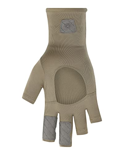 Simms Bugstopper SolarFlex Sunglove with Insect Shield, UPF 50+ Outdoor Fishing Gloves, Stone, Large