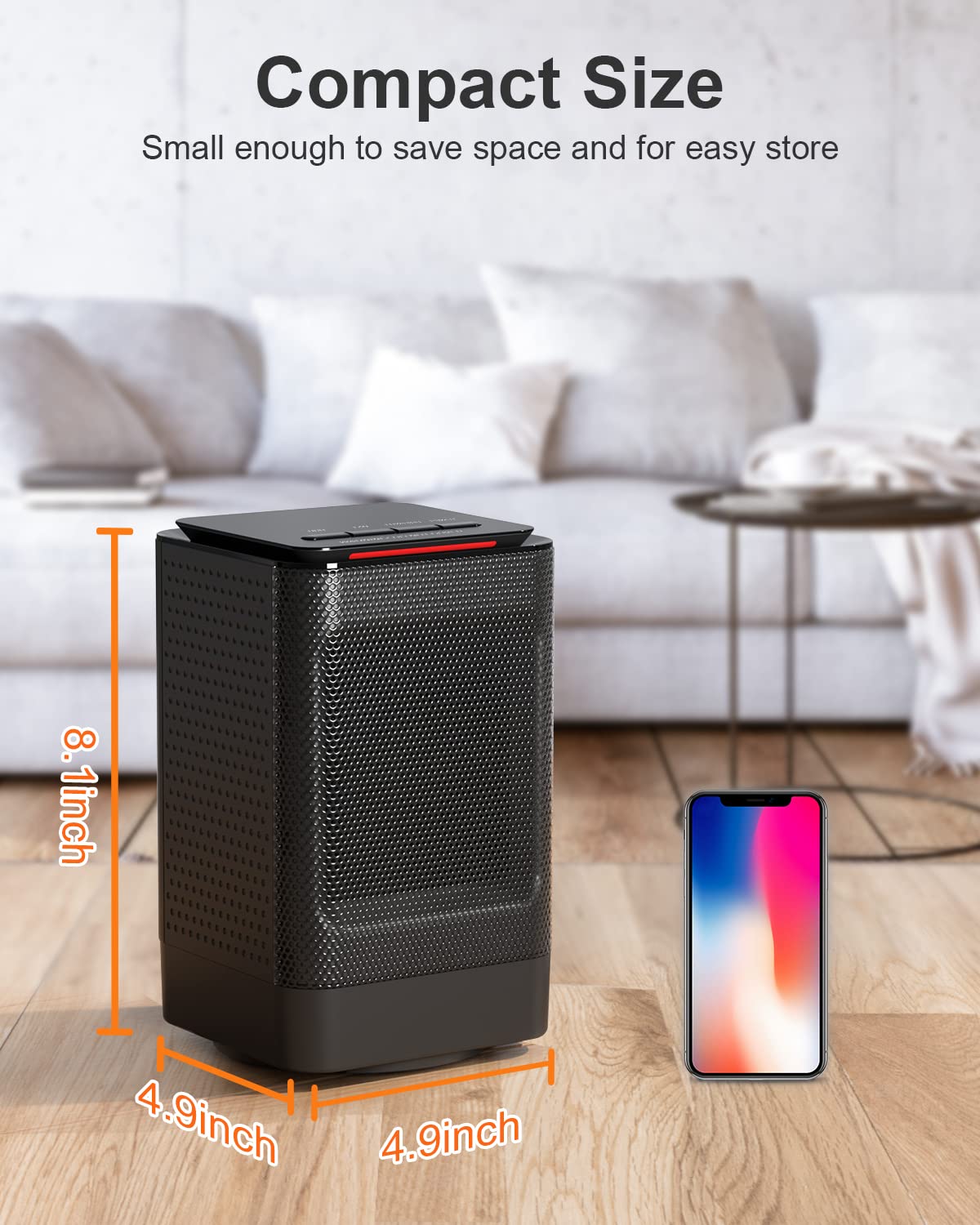 Space Heater, Desk Heater Portable Heater with Oscillation, Electric Space Heaters for Indoor Use with Fan-only Mode, Tip-over & Overheat Protection, Small Heater for Office under Desk