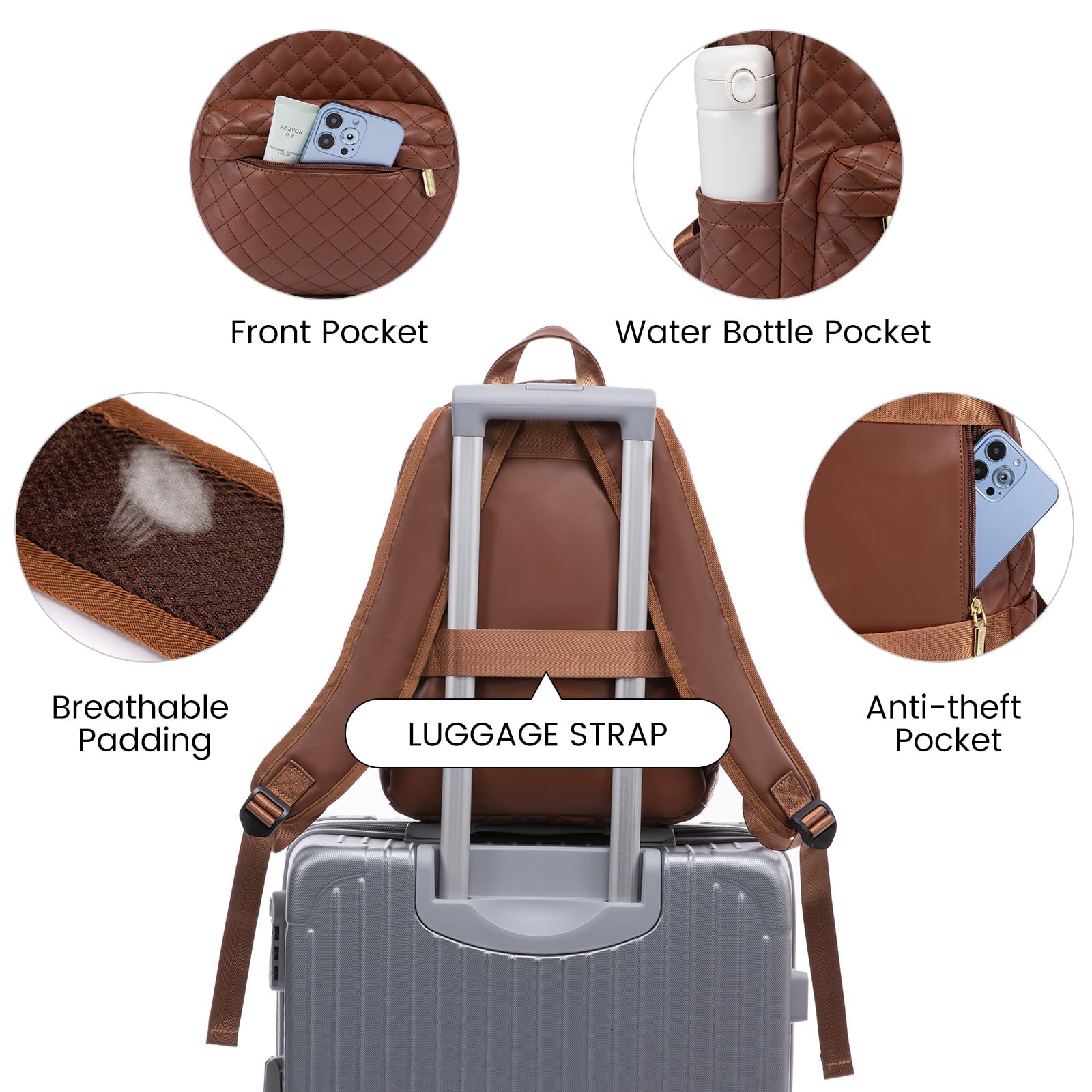 LOVEVOOK Backpack Purse for Women Fashion Mini Backpack, Waterproof Small Backpack for Women, Quilted Leather Backpacks for Work Travel Daily