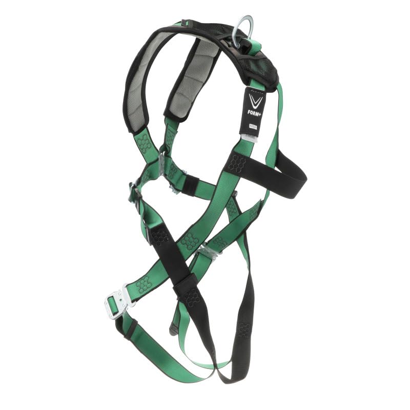MSA 10206101 V-Form+ Full Body Safety Harness - Size: Medium, D-Ring Configuration: Back, Quick Connect Leg Straps, With Shoulder Padding, Full Body Harness