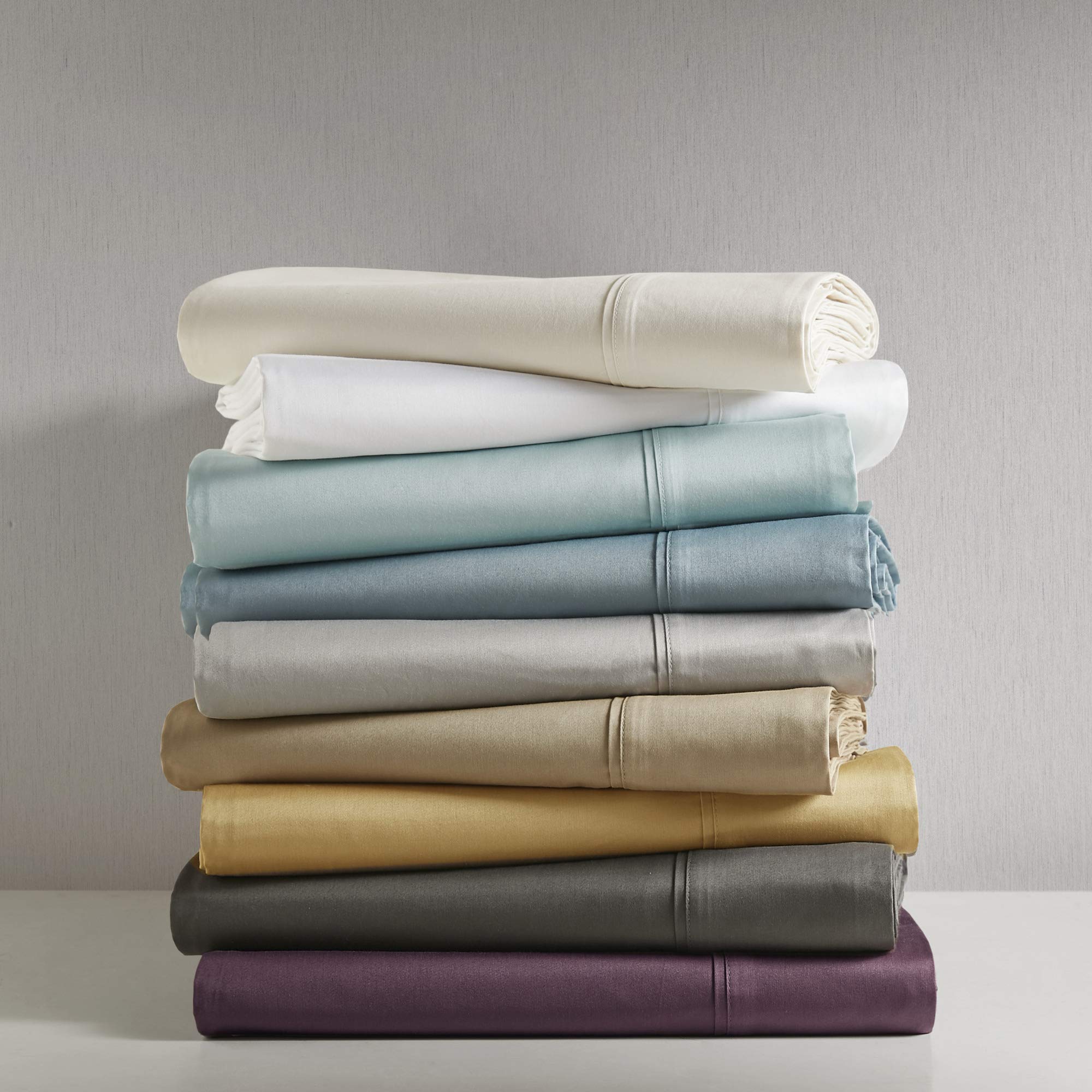 Madison Park 600 Thread Count Luxurious Hypoallergenic Ultra Soft Breathable 100% Pima Cotton 4 Piece Sheet Set, Queen, Plum