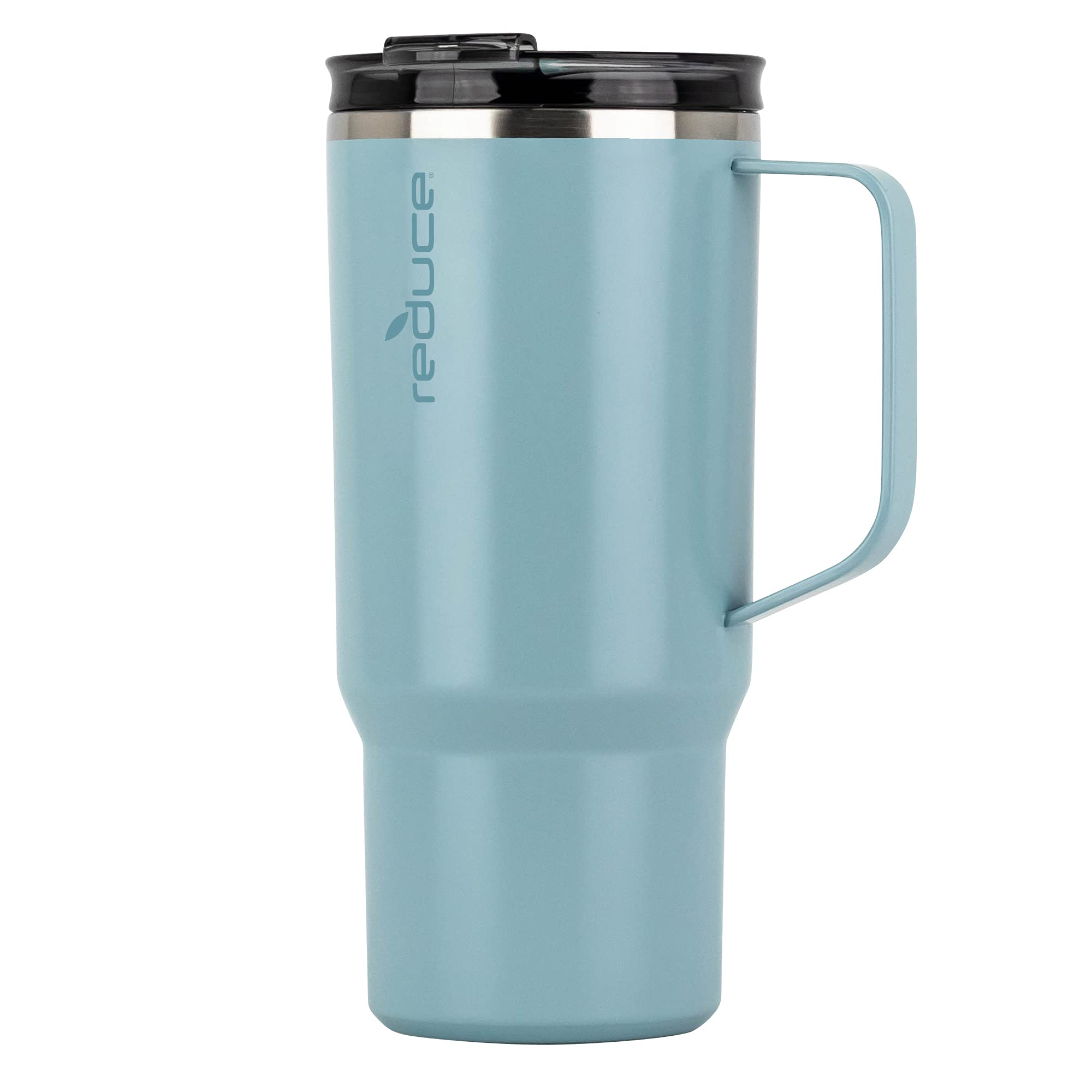 REDUCE 24 oz Travel Coffee/Tea Mug with Handle- Vacuum Insulated Stainless Steel Reusable Tumbler for Home, Office, Cupholder Friendly for Car, Splashproof Lid, Keeps Drink Hot for 8 hrs- Rose