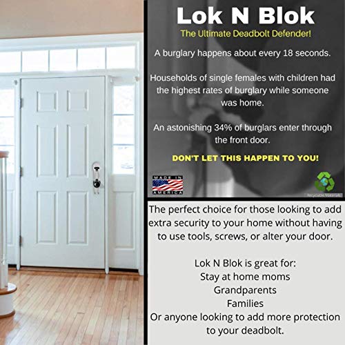 Lok N Blok Portable Door Lock Deadbolt Device No Tools Required for Maximum Deadbolt Protection Key Bumping Proof Guard Defender Home Apartment and Travel Safety Security and Child Lock