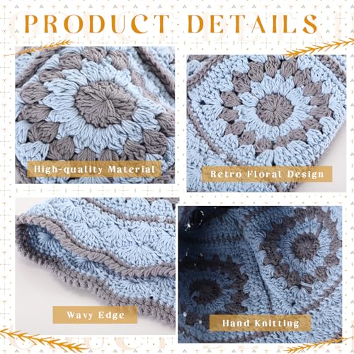 Silicherry 4 Pcs Crochet Bucket Hat Women Knitted Beanies Cap Boho Cute Knit Hat Handmade Fishing Hat Floral Basin Cap Beach Hat for Vacation Traveling