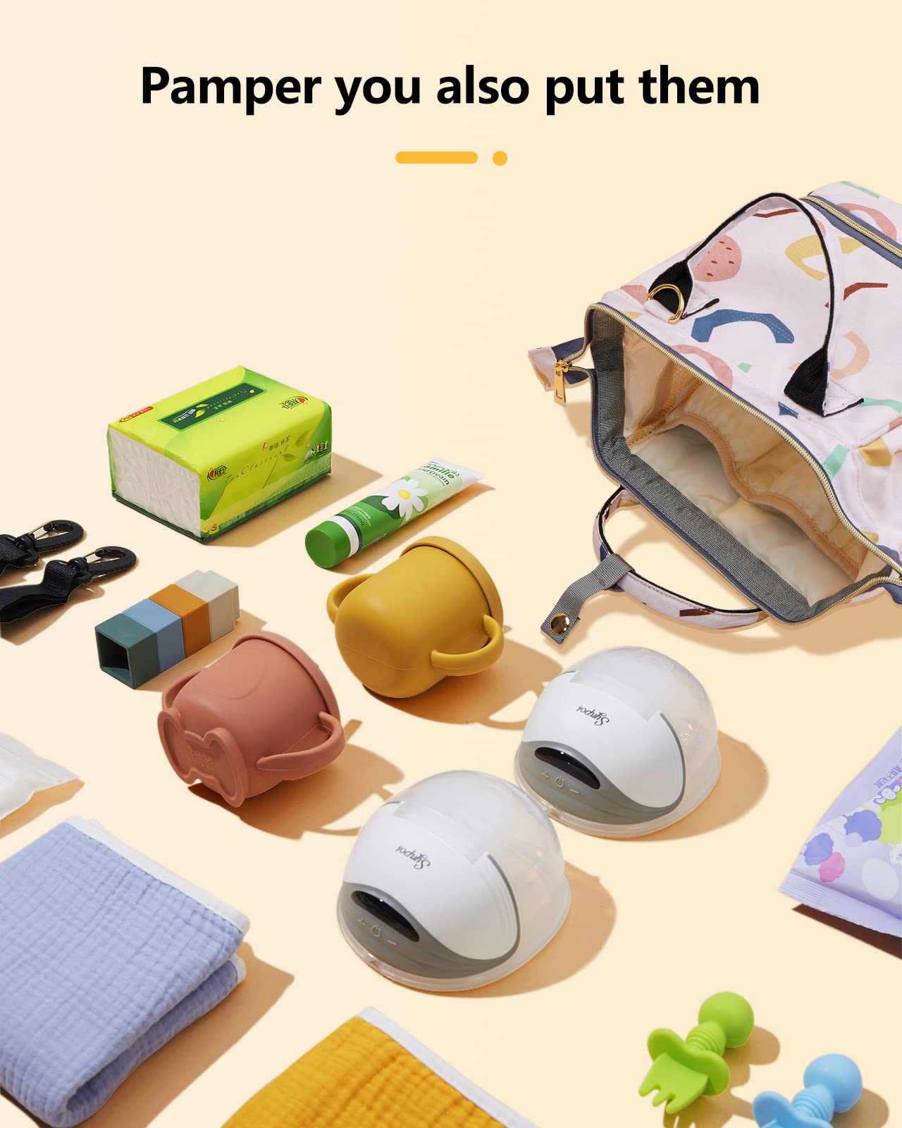 SYNPOS Breast Pump Bag with Cooler Pocket, Mini Pumping Bags for Working Moms, Breast Milk Cooler Bags with Smooth Zipper and Double Layer Waterproof, Cooler Tote Bag for Travel(No Include ice Pack)