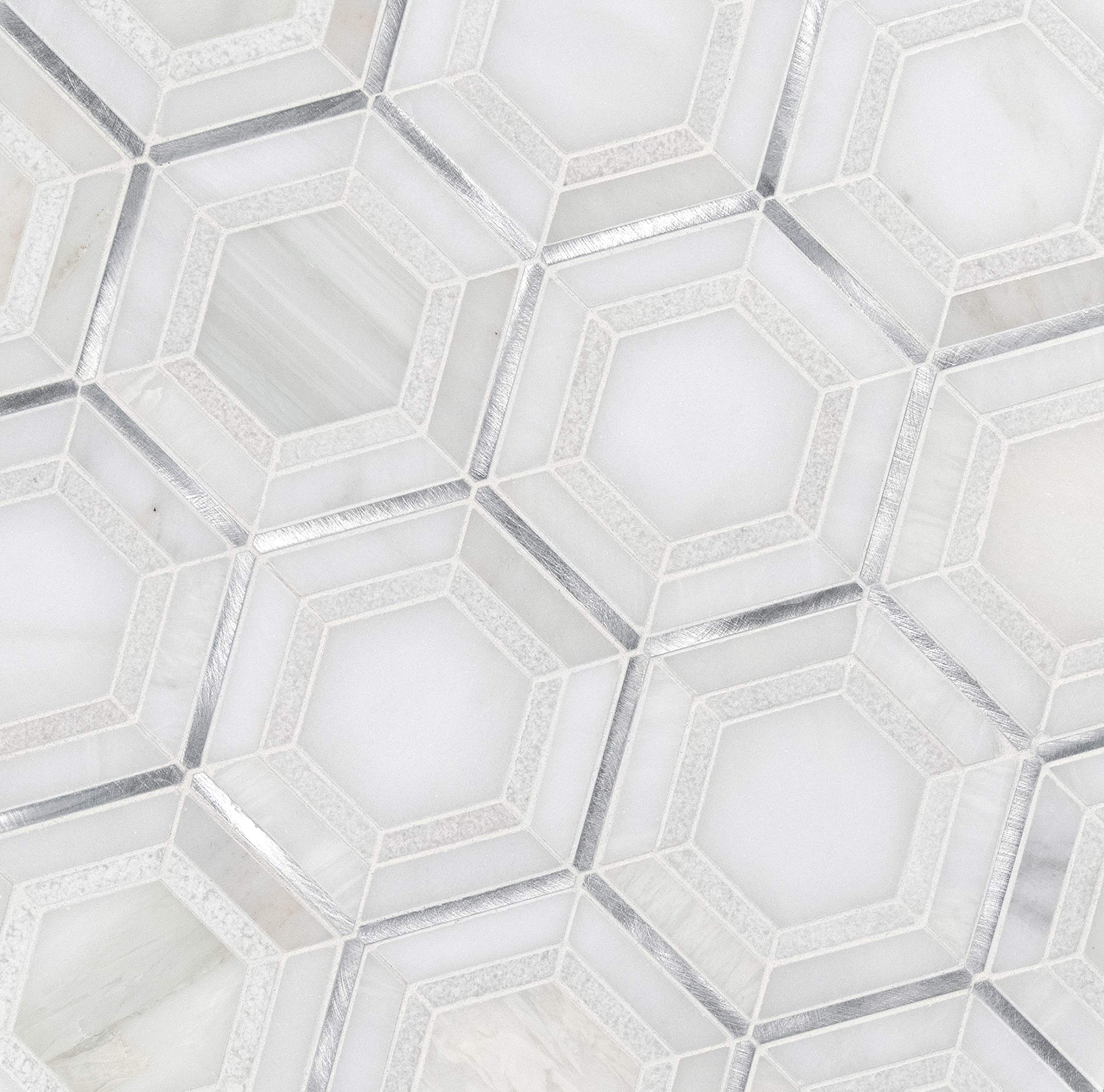 MSI Milano Silver 11.85 in. x 11.85 in. Picket-Square and Rectangle Pattern Marble Mosaic Wall Tile for Bathroom, Floor Tile, Kitchen Backsplash and Countertop Tile